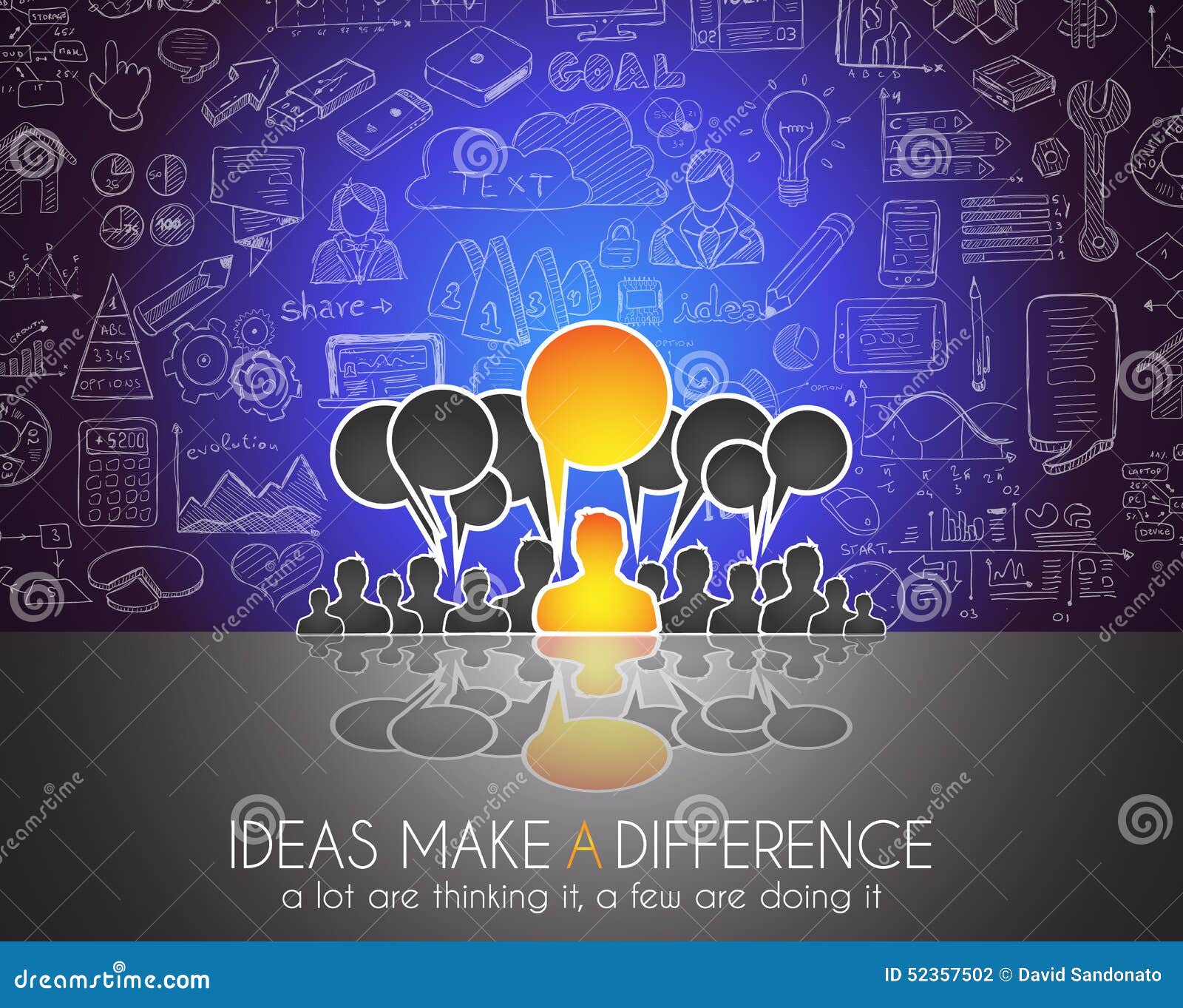 Teamwork Brainstorming Communication Concept Art. Stock Illustration ...