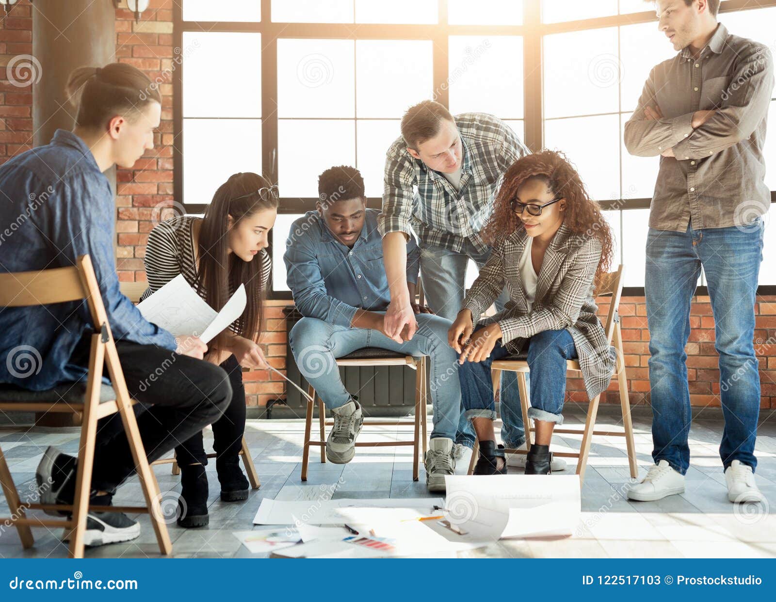 Group of Young Colleagues Brainstorming in Office Stock Image - Image ...