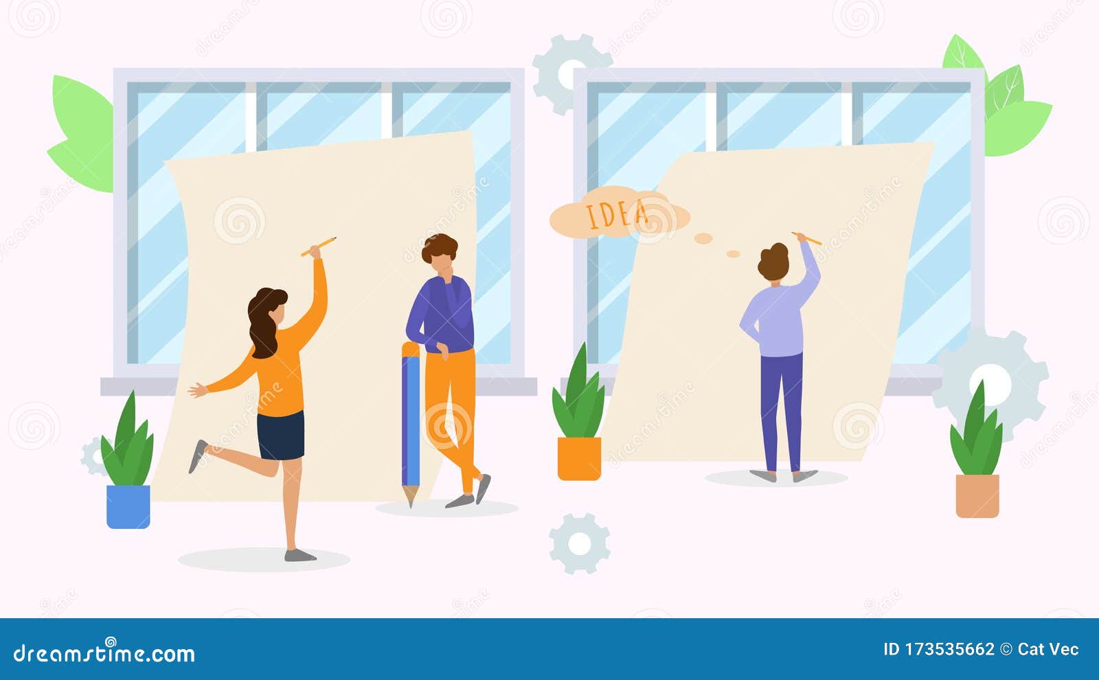 Teamwork Brainstorming Idea Generation Concept Vector Illustration ...