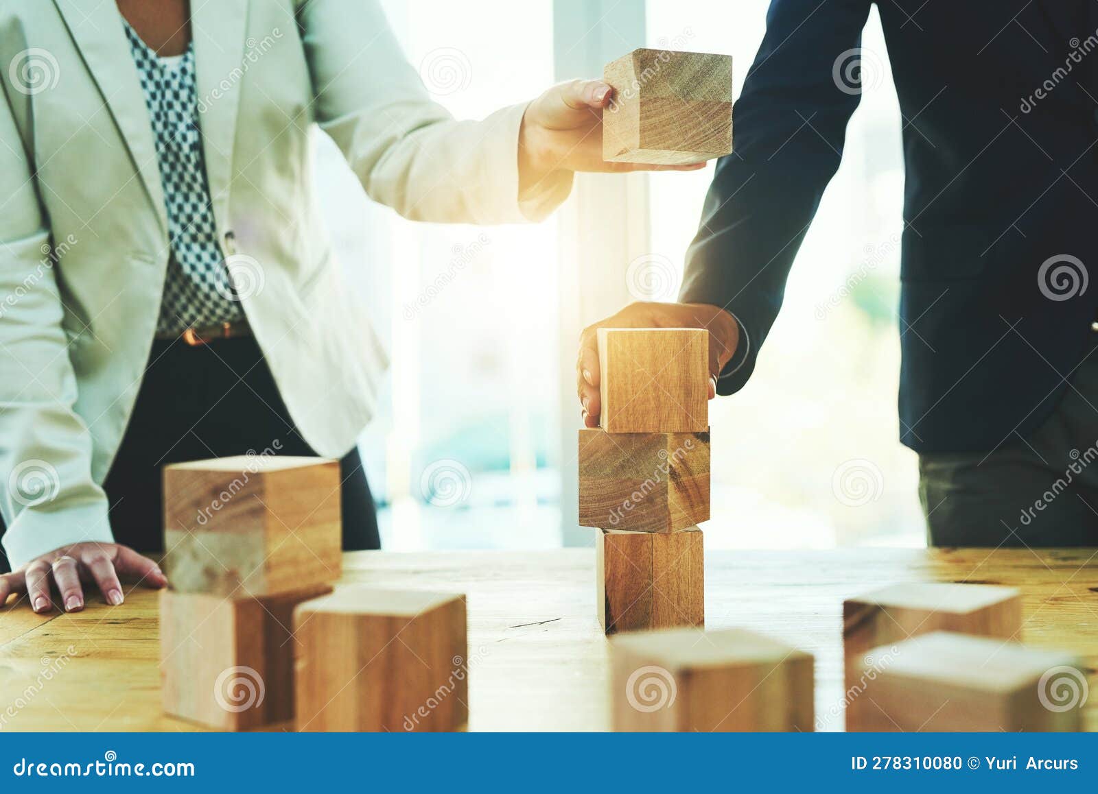 Teamwork, Building Blocks and Business People in Office, Design ...