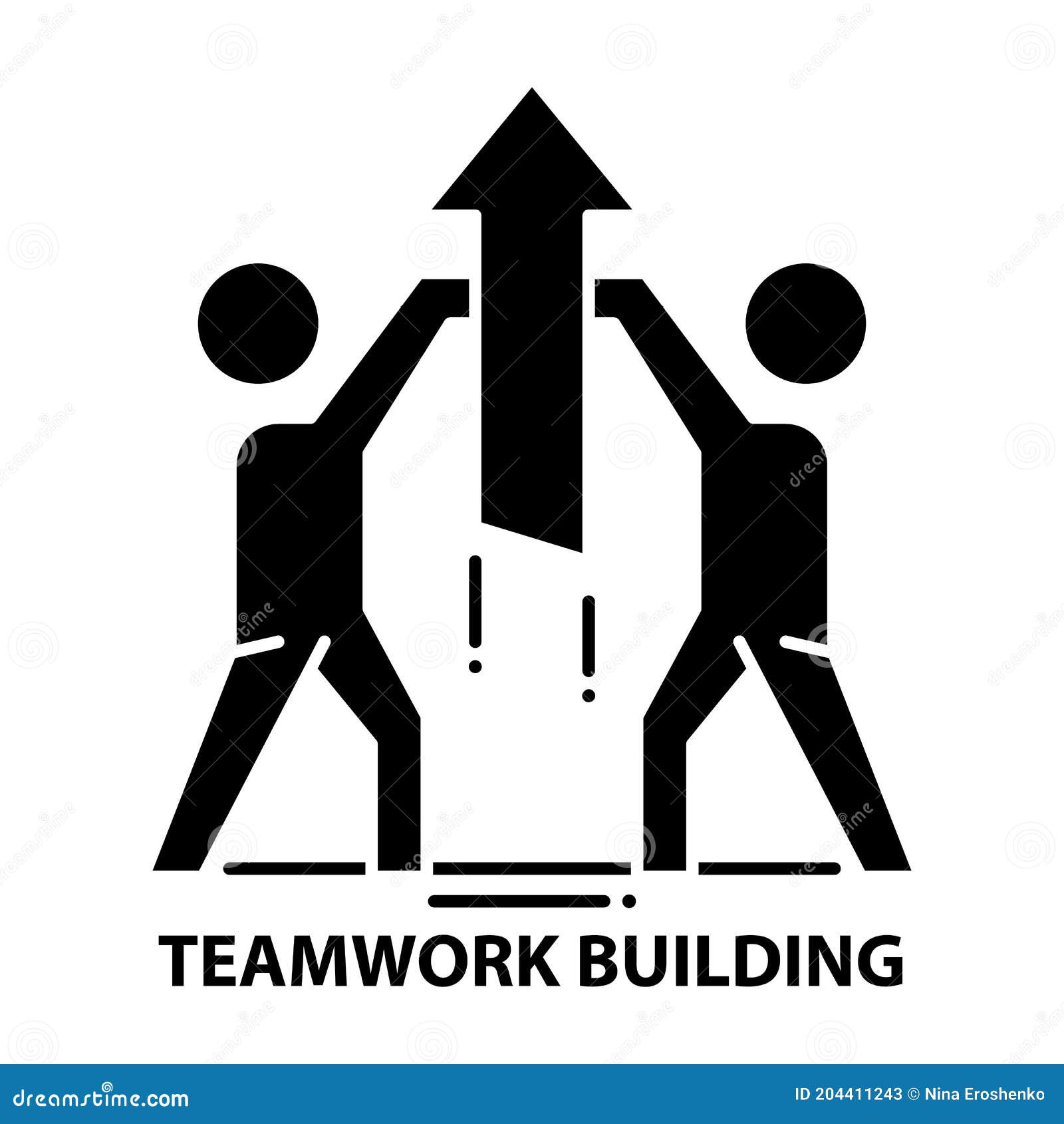 Teamwork Building Icon, Black Vector Sign with Editable Strokes ...