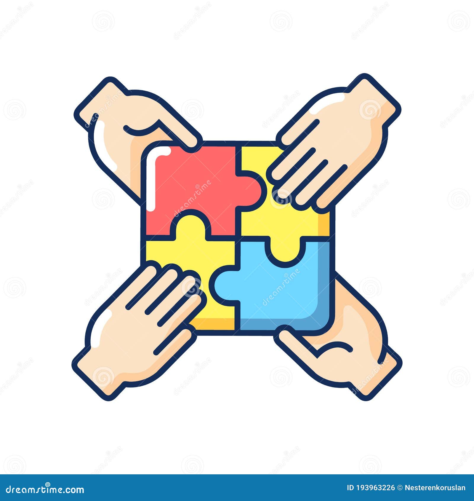 Teamwork Building RGB Color Icon Stock Vector - Illustration of design ...