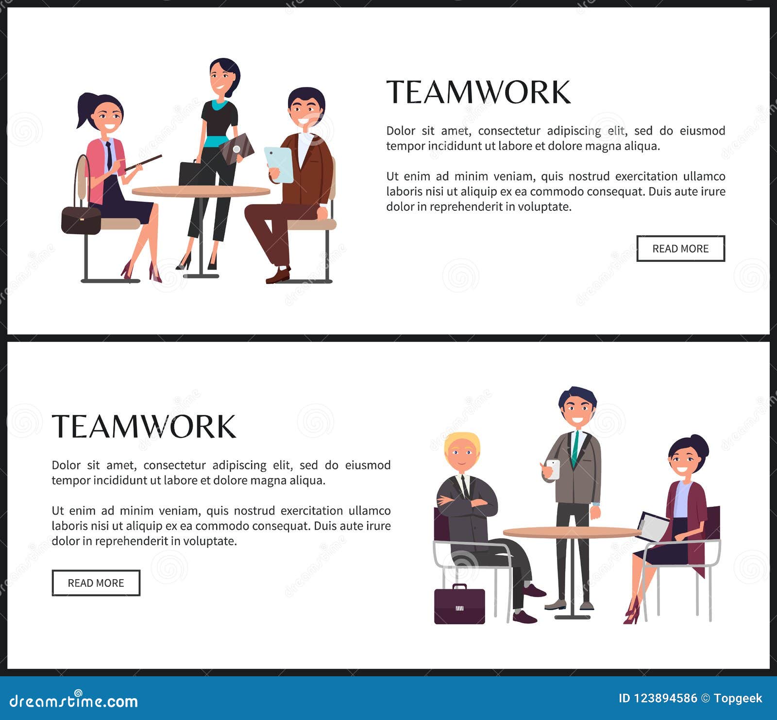 Teamwork at Business As Main Component Web Banners Stock Vector ...