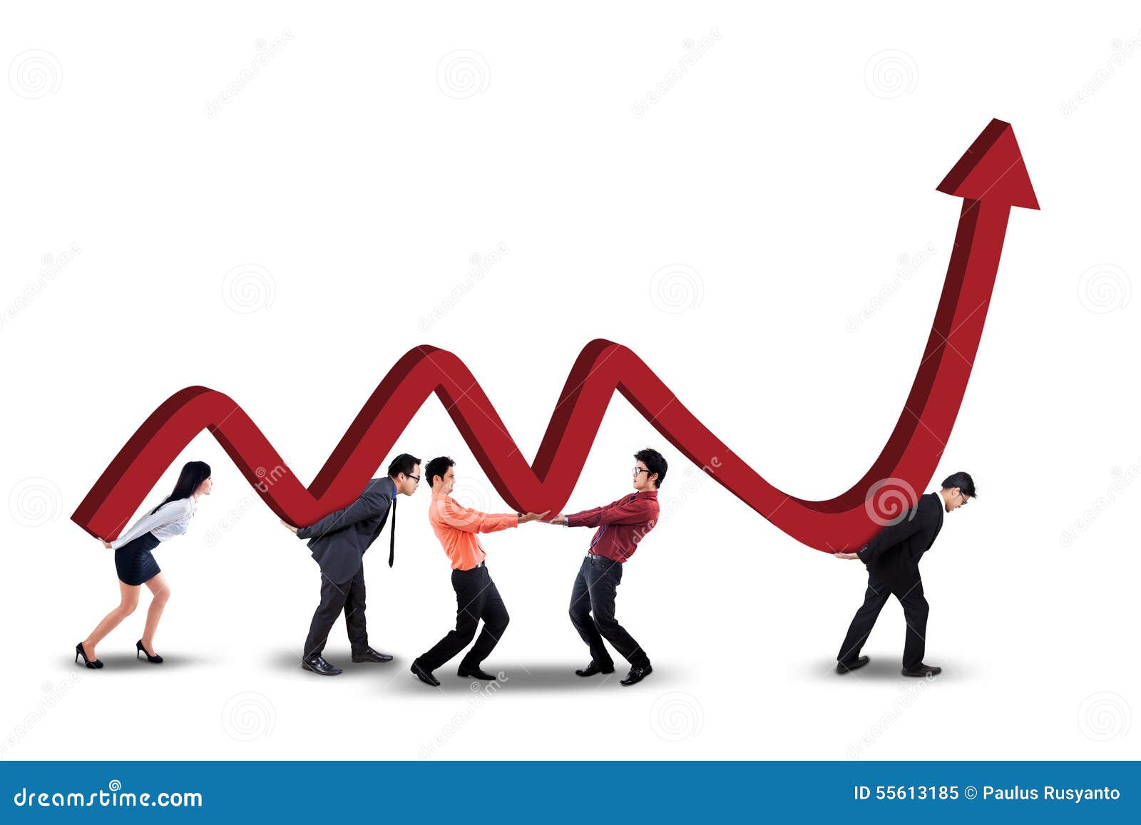 Teamwork with Business Chart and Upward Arrow Stock Image - Image of ...
