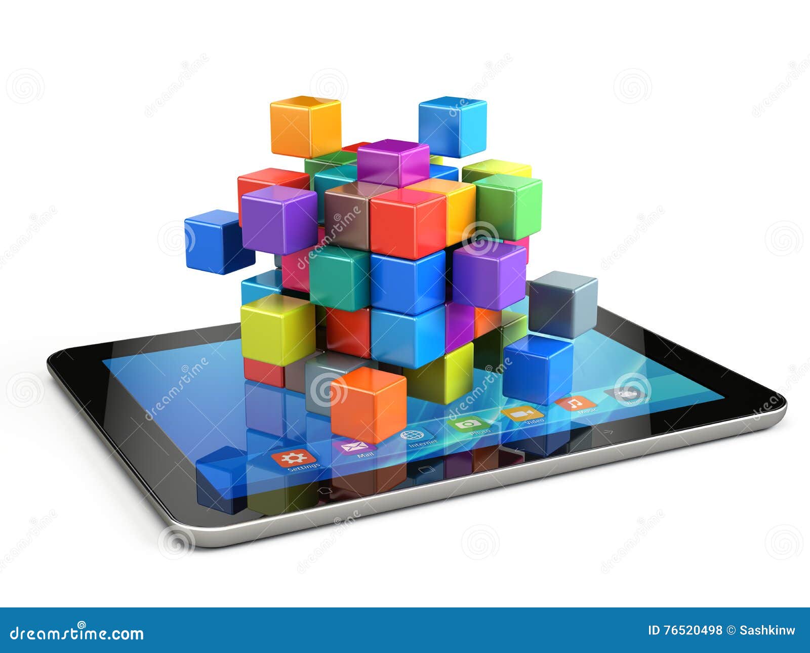 Teamwork Business Concept Cube Assembling From Blocks Stock