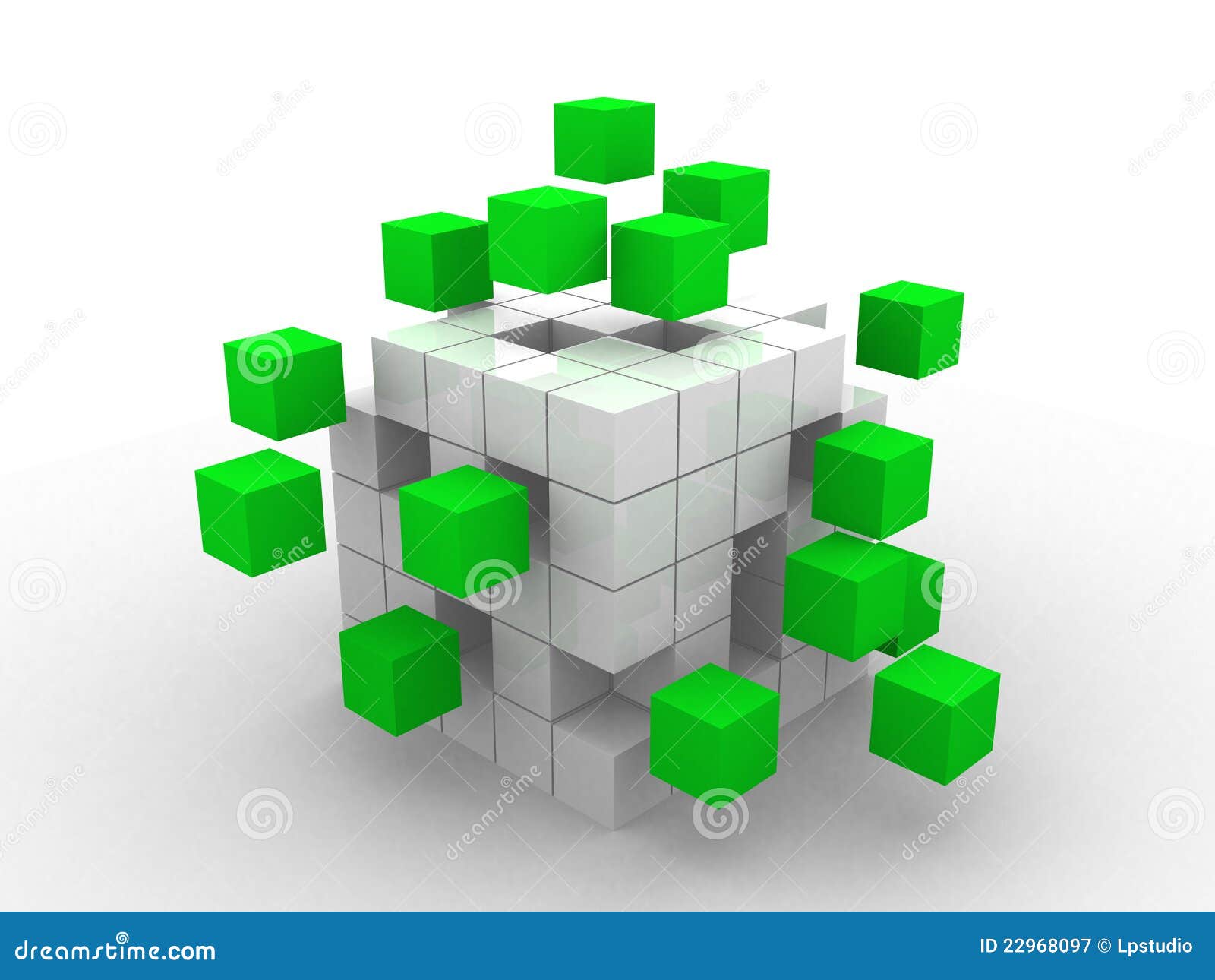 Teamwork Business Concept with Green Cubes Stock Illustration ...