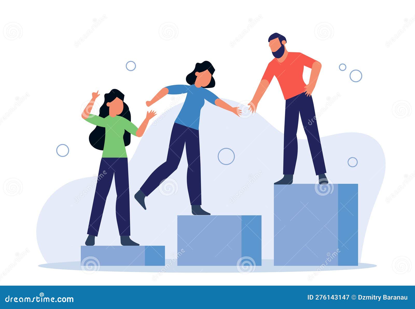 Teamwork in Business. People Walk and Help Each Other Overcome ...