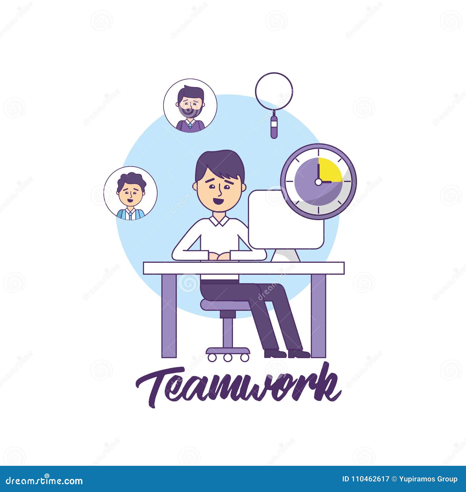 Teamwork Businessman with Computer Document Information Stock Vector ...