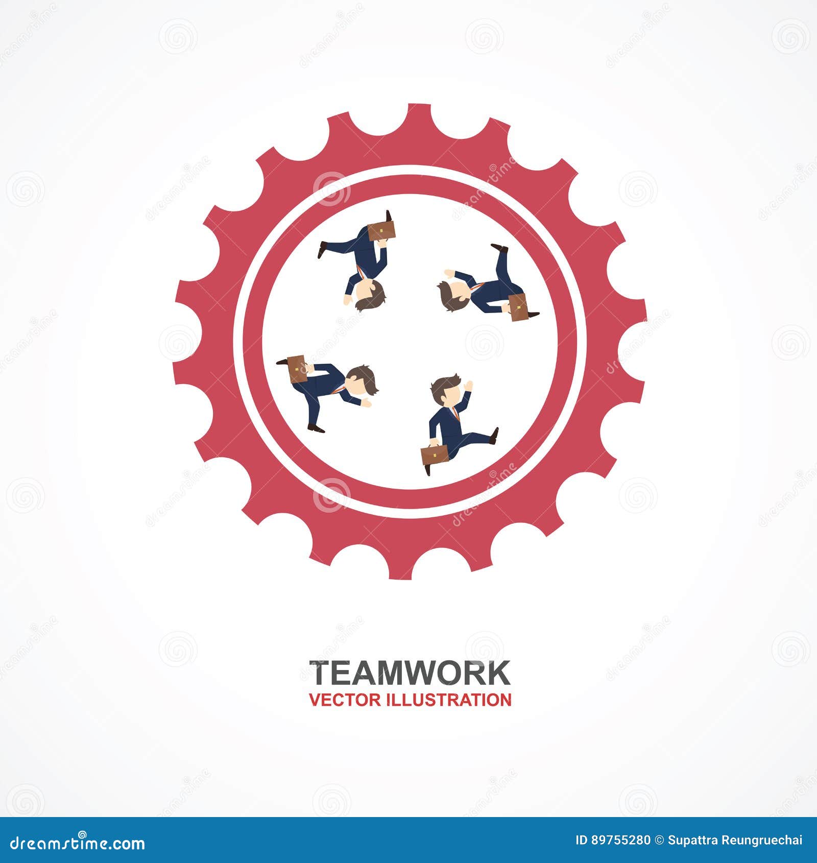 Teamwork with Businessman and Gear. Infographic Template Stock Vector ...