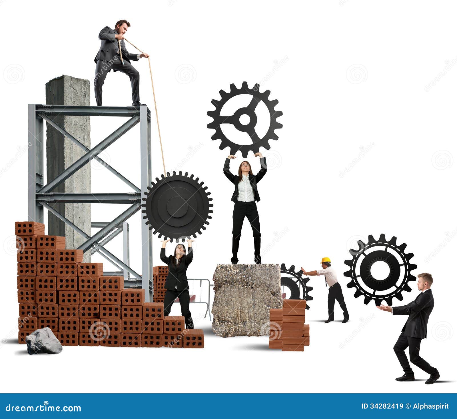 Teamwork of businesspeople stock image. Image of motor - 34282419