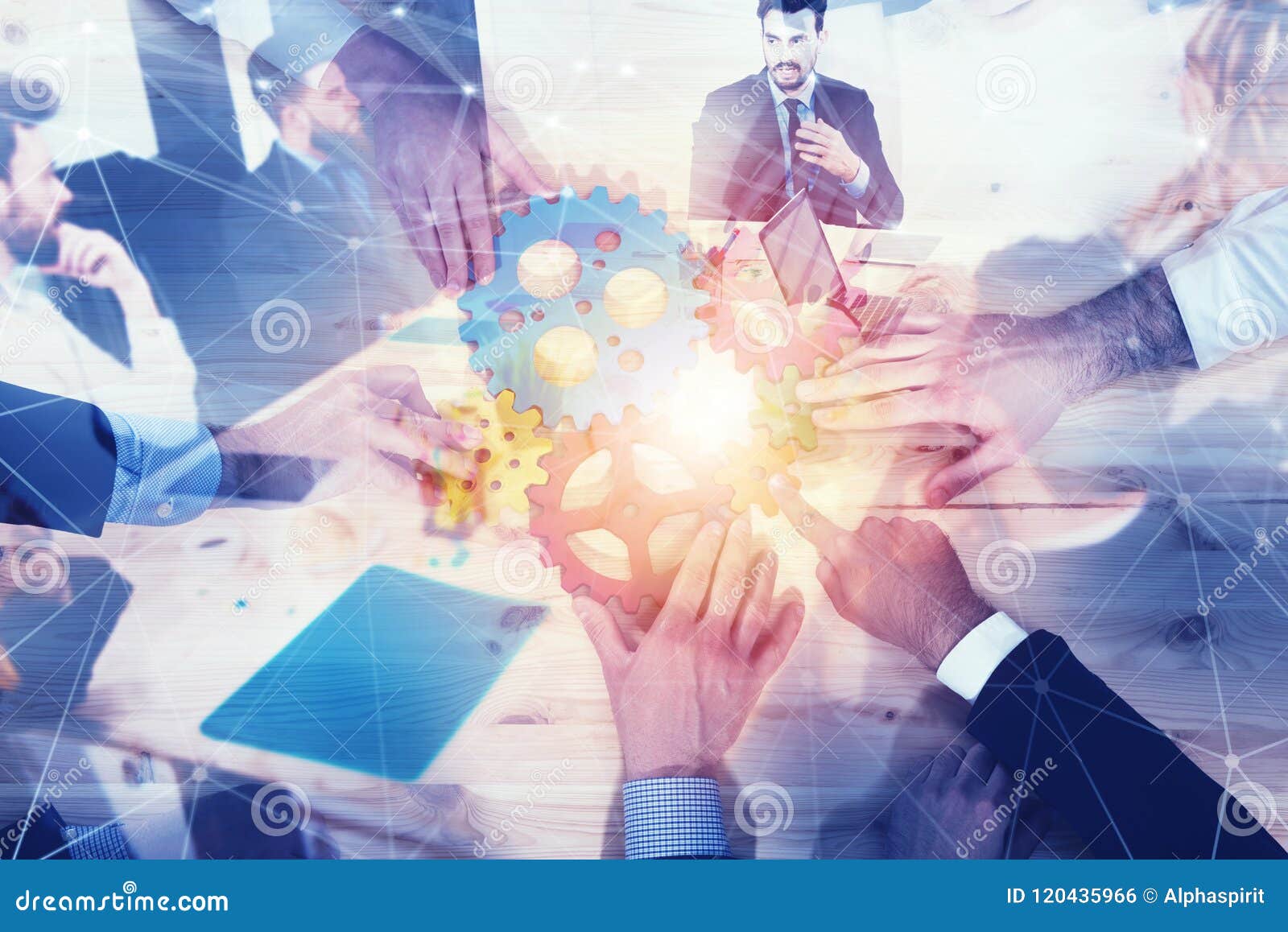 Business Team Connect Pieces of Gears. Teamwork, Partnership and ...