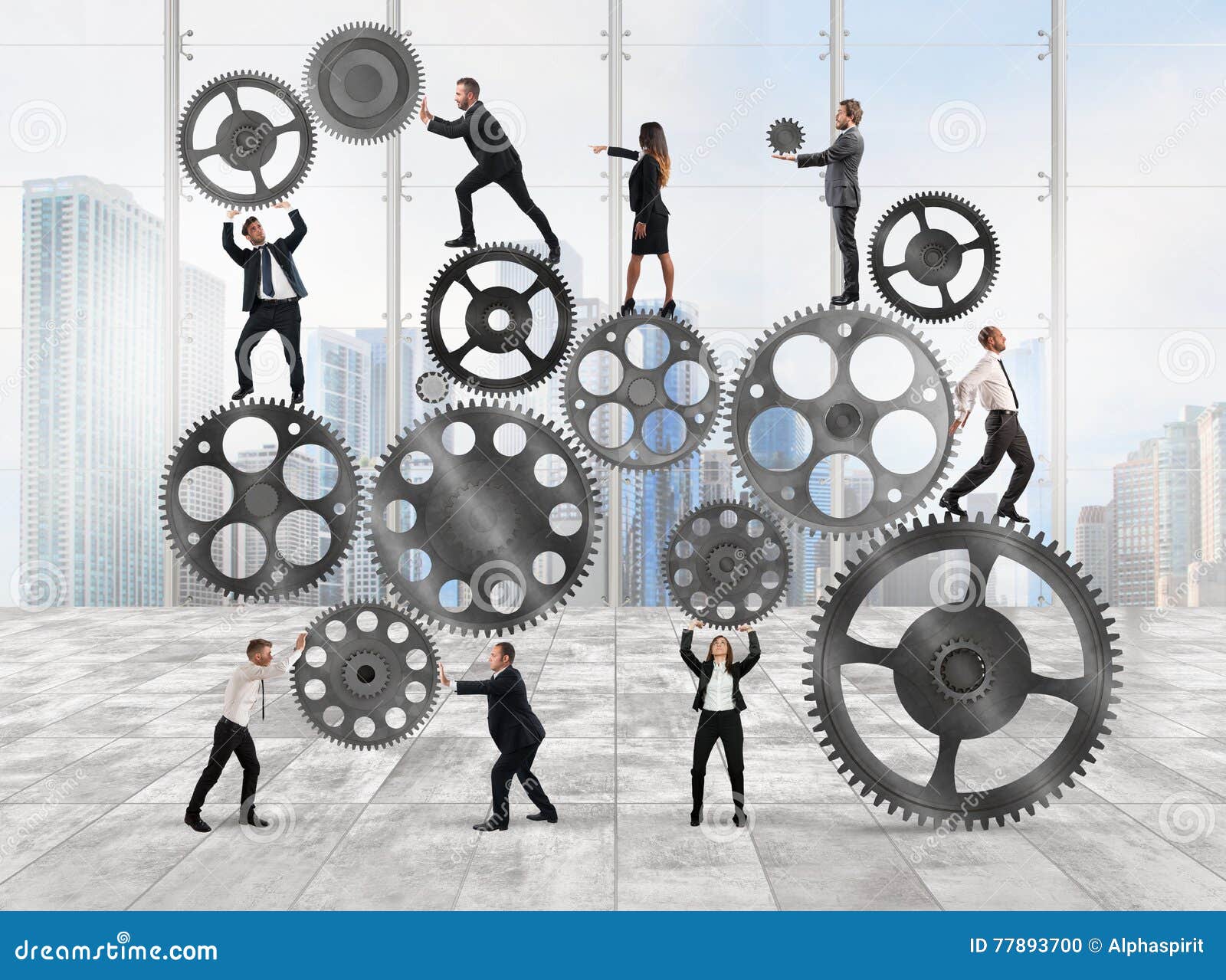 Teamwork of businesspeople stock photo. Image of machine - 77893700