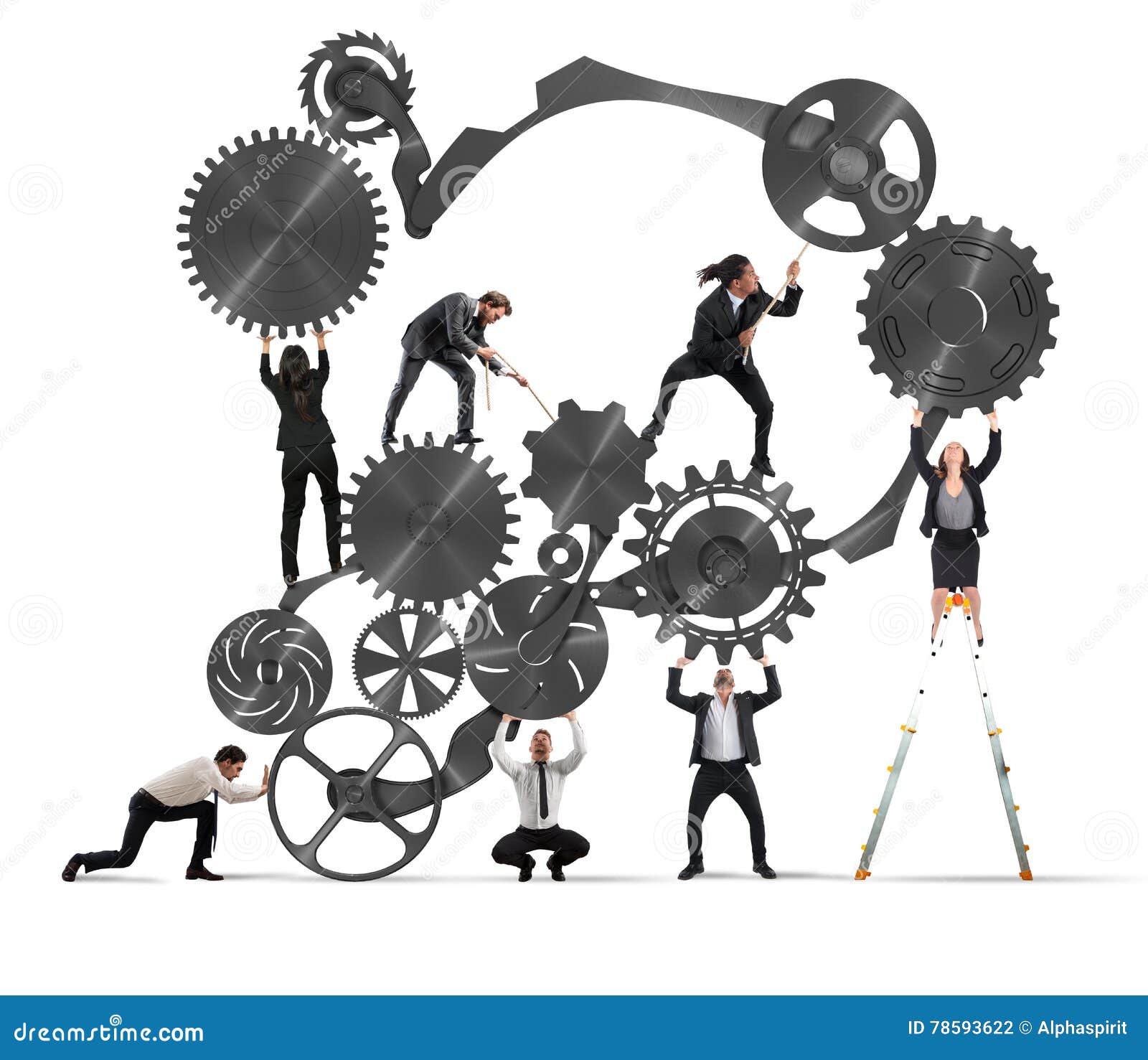 Teamwork of businesspeople stock illustration. Illustration of machine ...