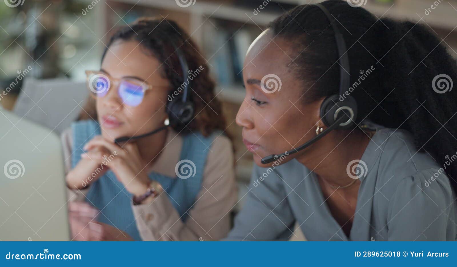 Teamwork, Call Center and Women on Computer for Help, Customer Support ...