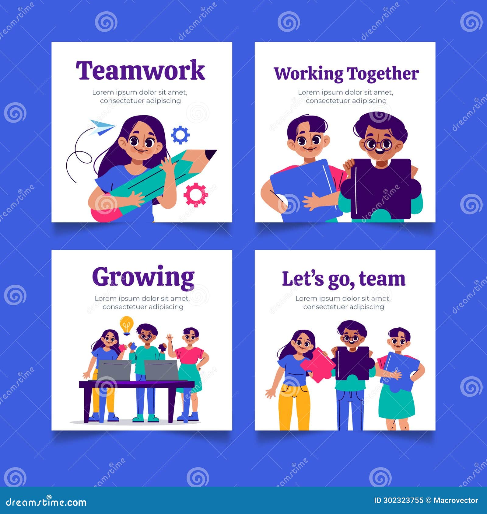 Teamwork cards stock illustration. Illustration of worker - 302323755