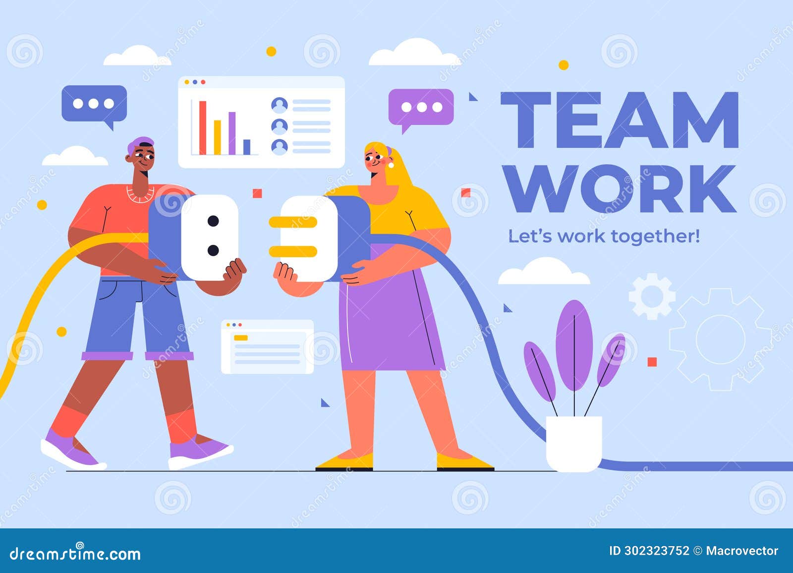 Teamwork Cartoon Background Stock Illustration - Illustration of team ...