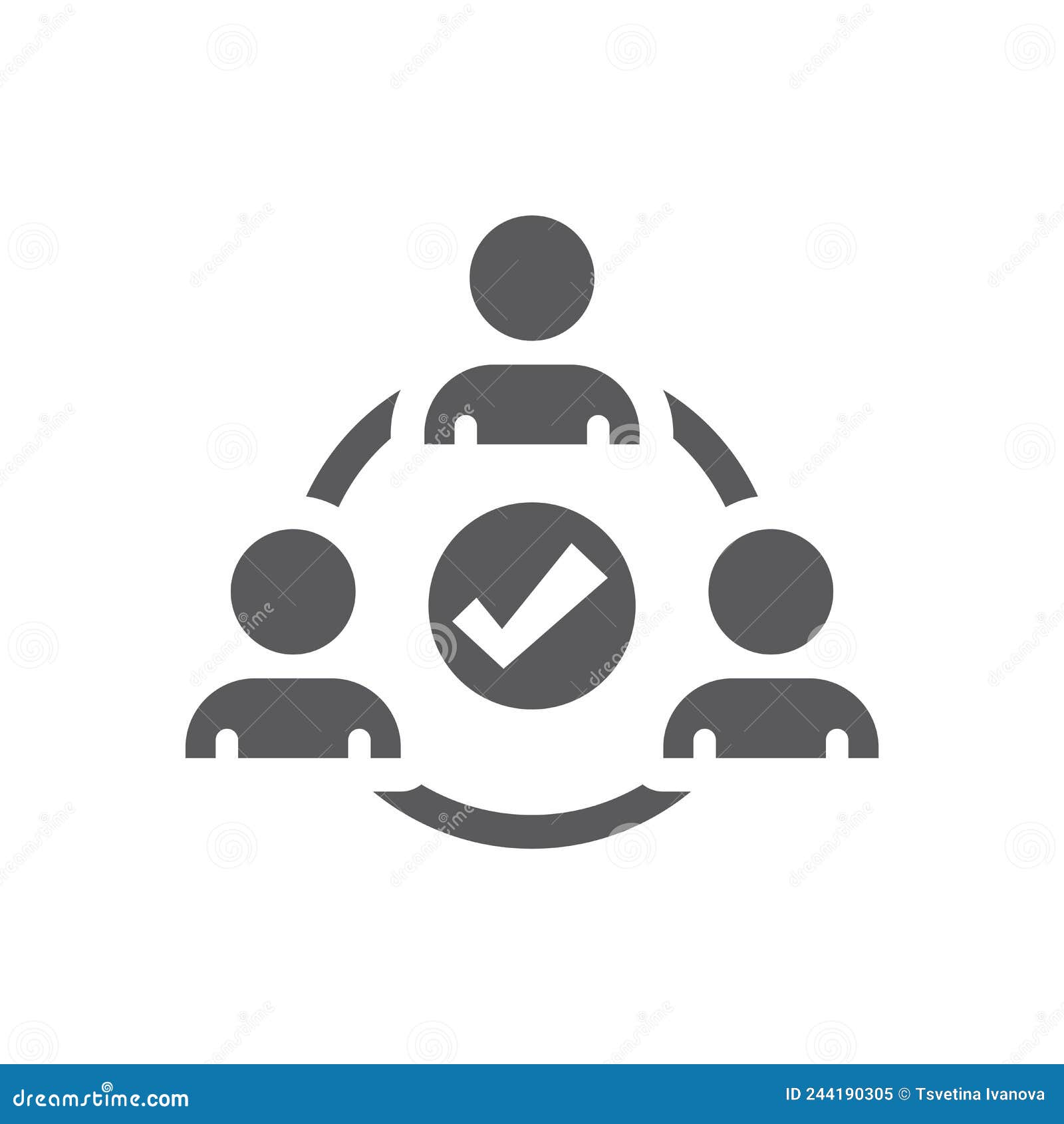 Teamwork Circle with Checkmark Vector Icon Stock Vector - Illustration ...