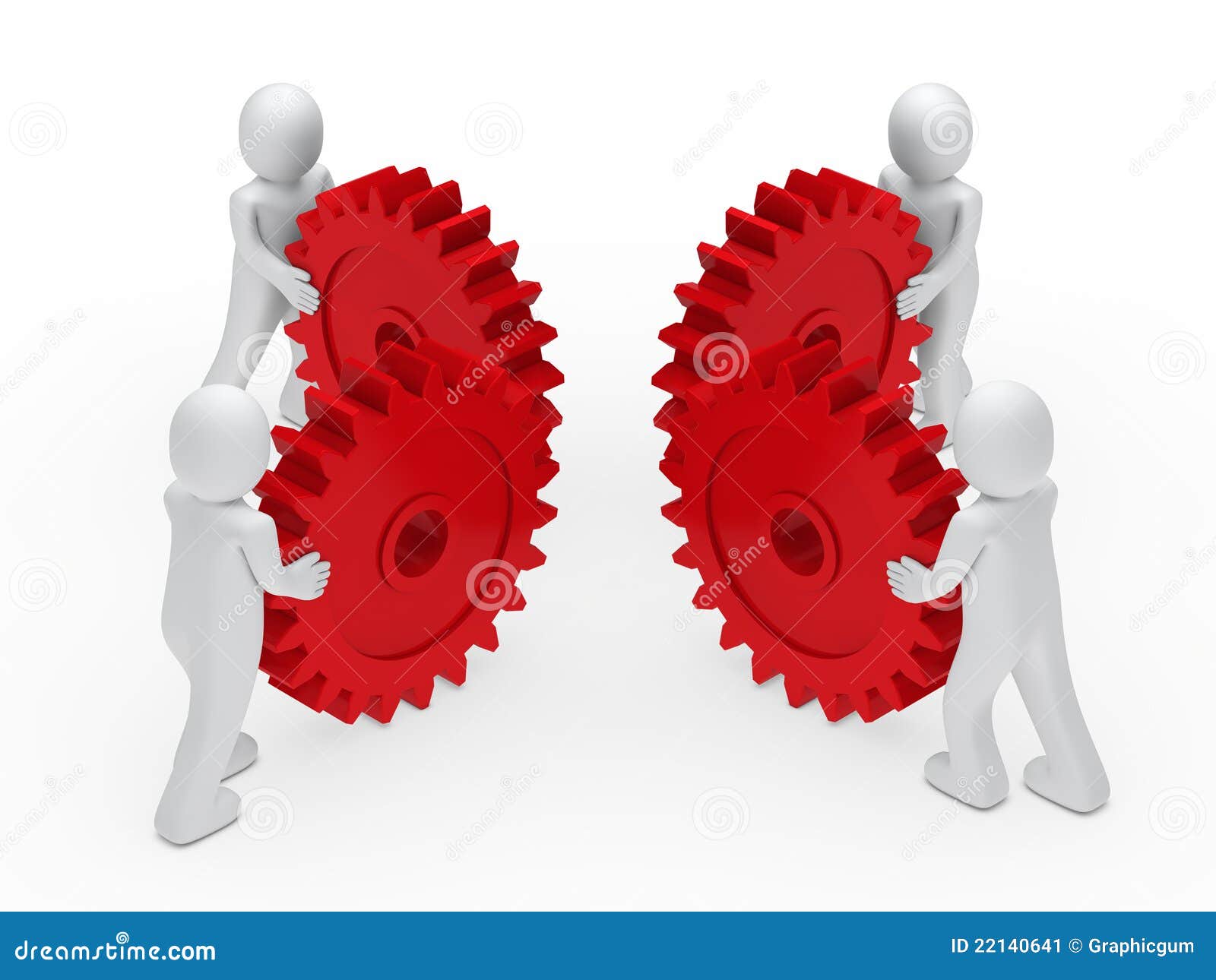 Teamwork circle red gear stock illustration. Illustration of machine ...