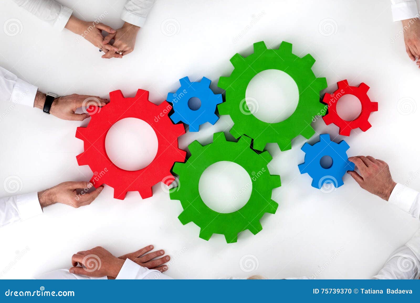 Teamwork with Cogs of Business Stock Photo - Image of technology ...