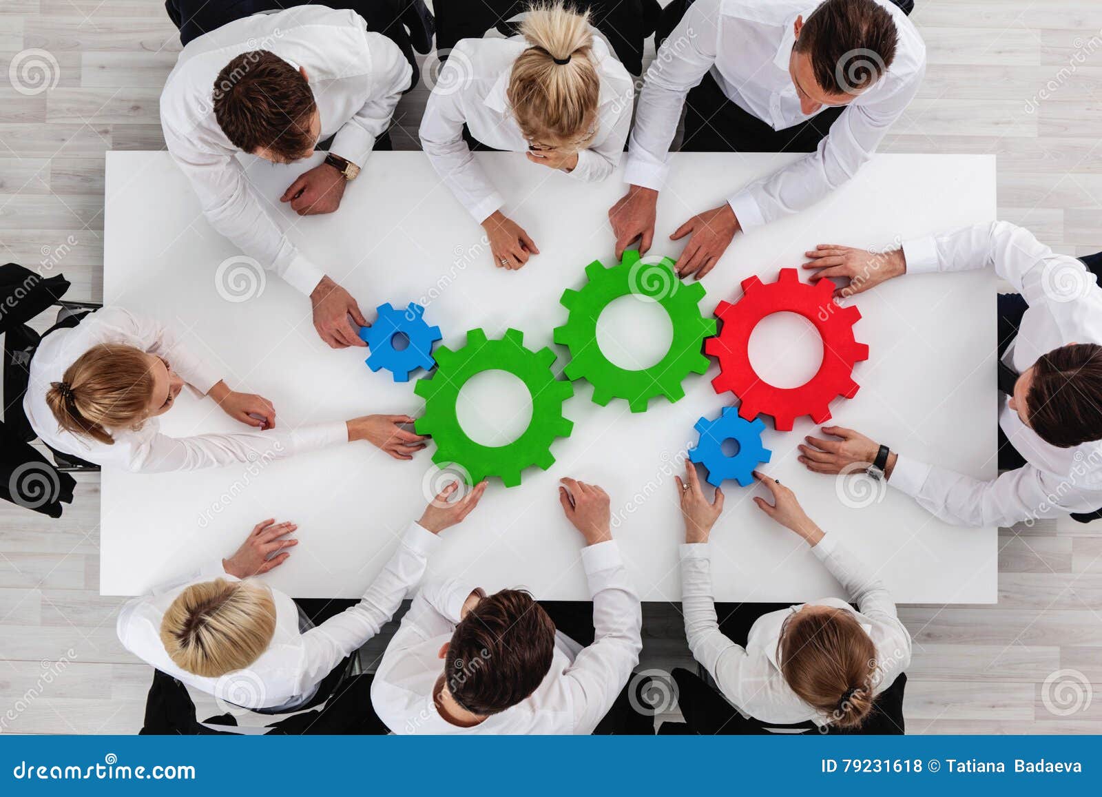 Teamwork with Cogs of Business Stock Photo - Image of strategy, woman ...