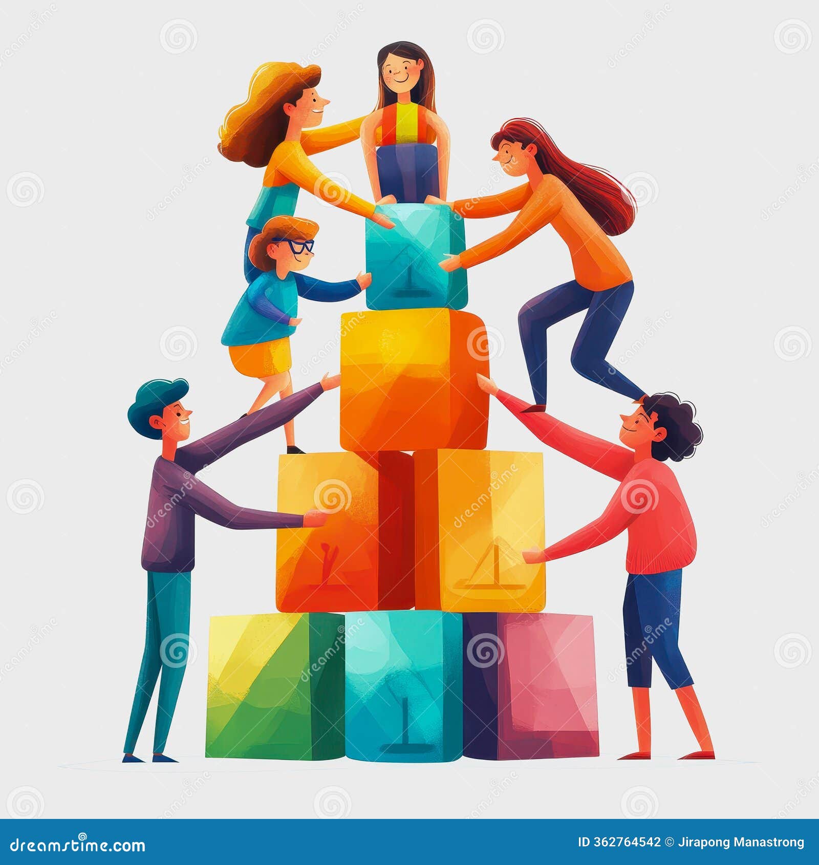 Teamwork and Collaboration Concept with Diverse Characters Building a ...