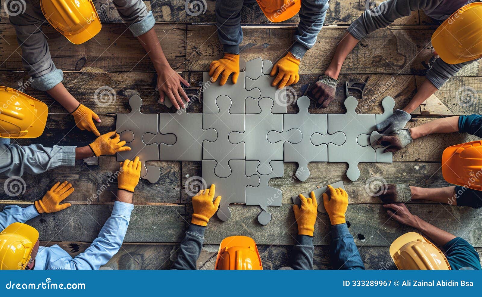 Teamwork and Collaboration: a Group of Workers Putting Together a ...