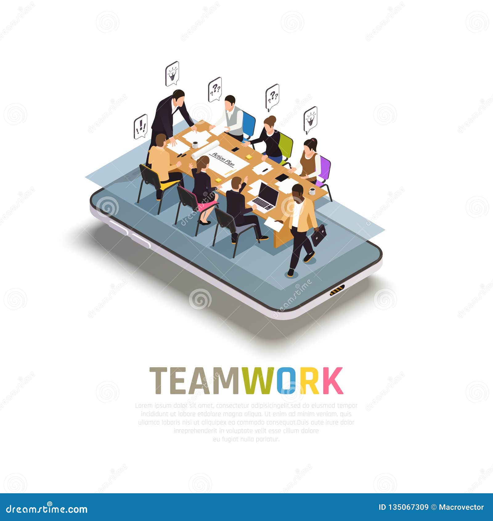 Teamwork Collaboration Isometric Composition Stock Vector ...