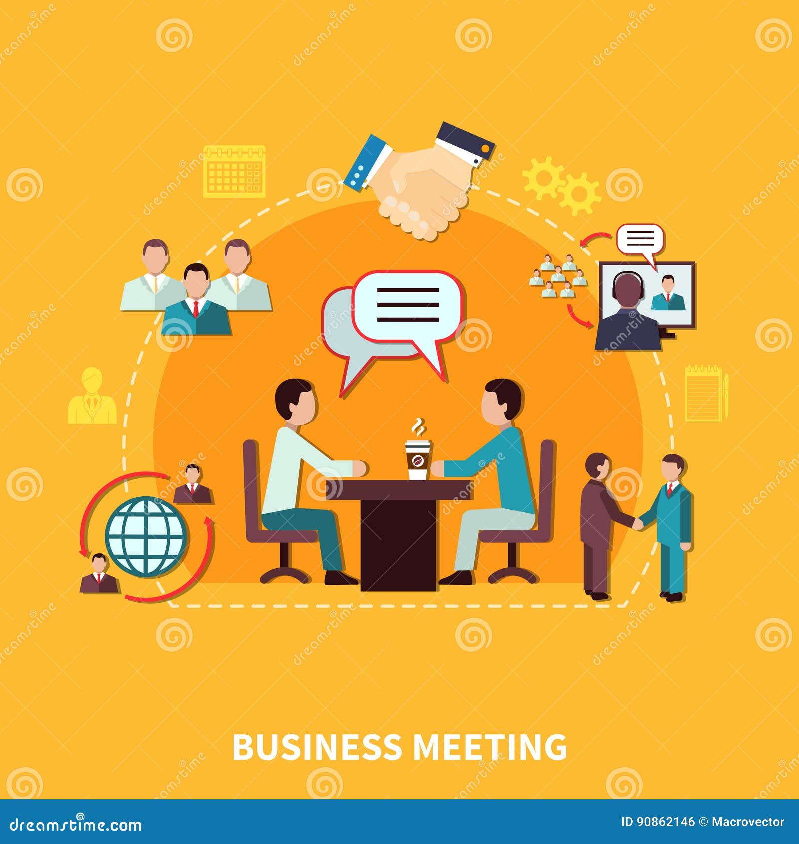 Teamwork Collaboration Meeting Composition Stock Illustration ...