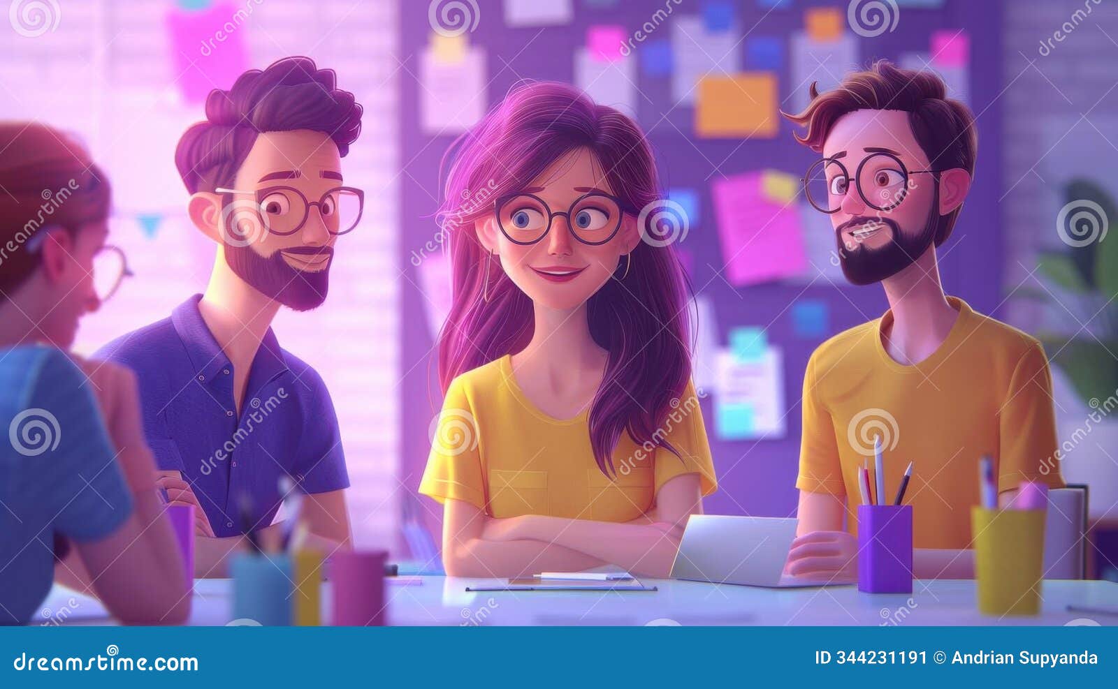 Teamwork and Collaboration in a Modern Workplace Stock Illustration ...