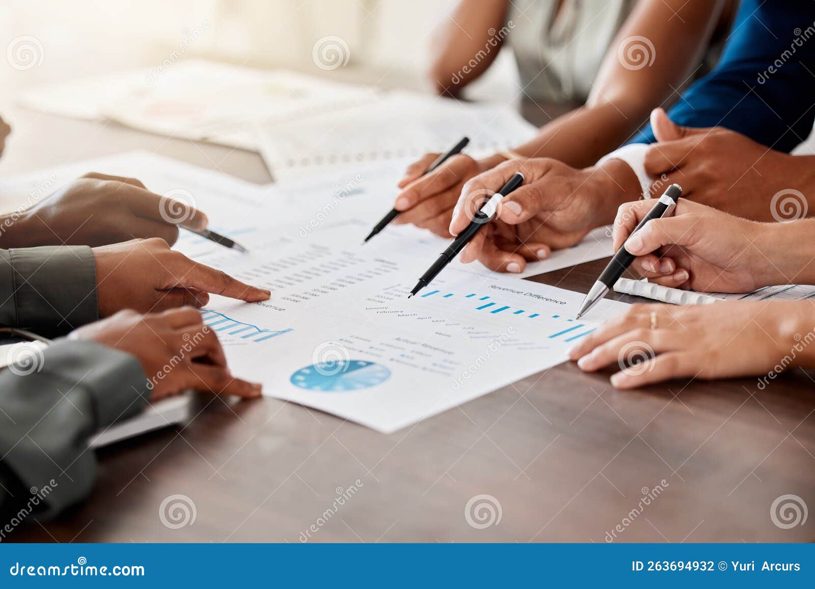 Teamwork, Collaboration and Team Hands Writing and Working on Financial ...