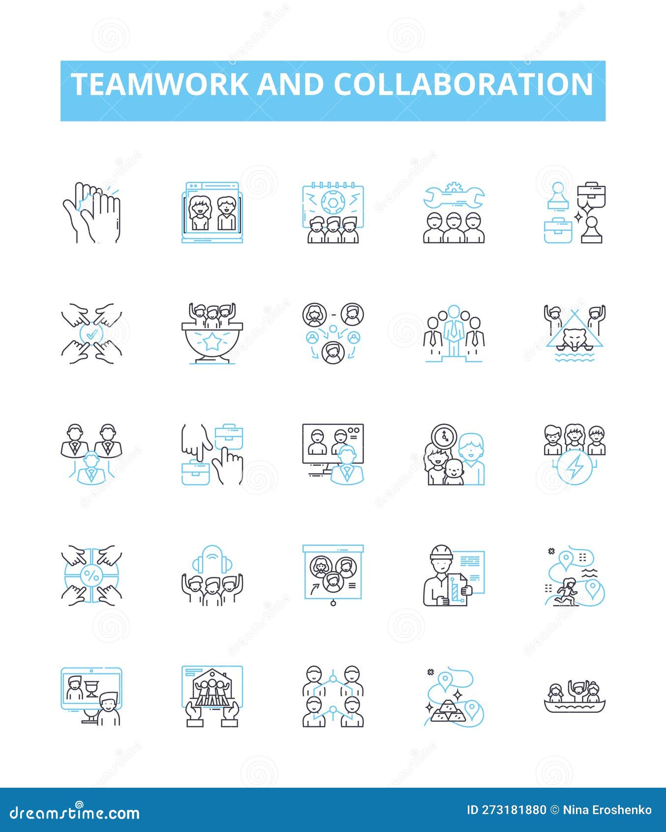 Teamwork and Collaboration Vector Line Icons Set. Collaboration ...
