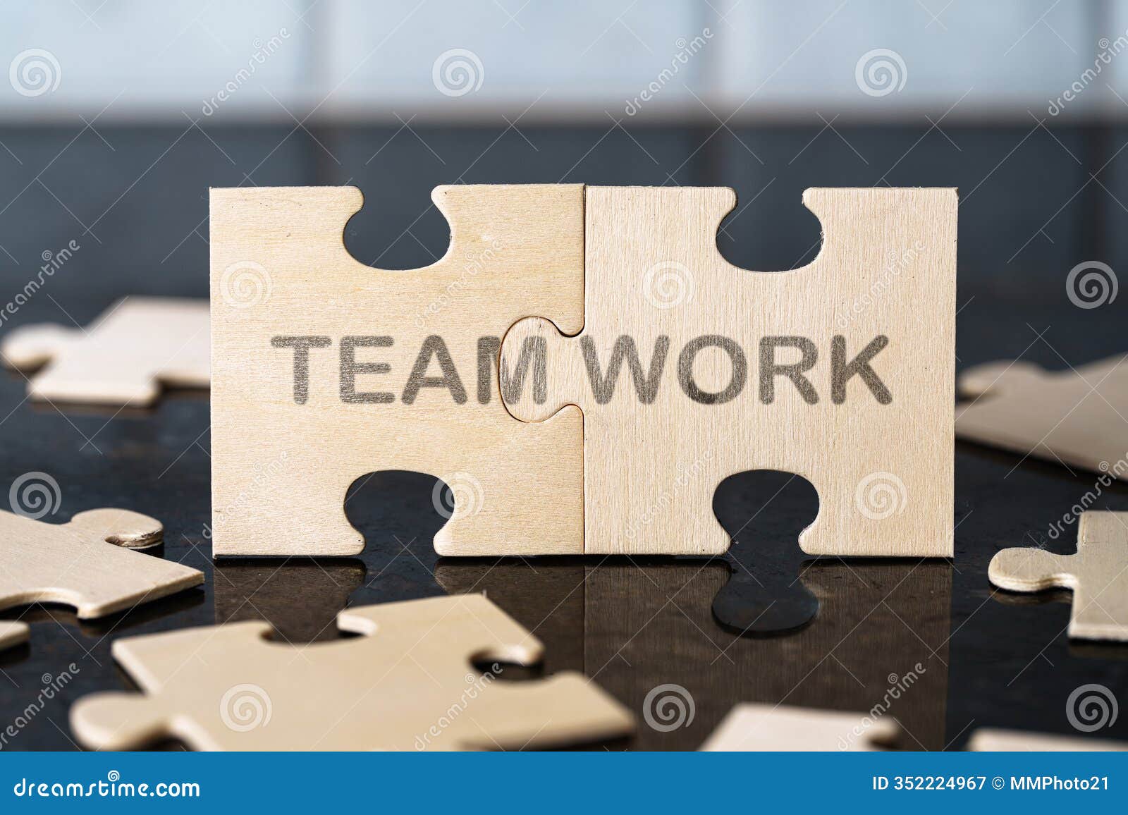Teamwork Collaboration, Wooden Puzzle Pieces Symbolism Stock Image ...