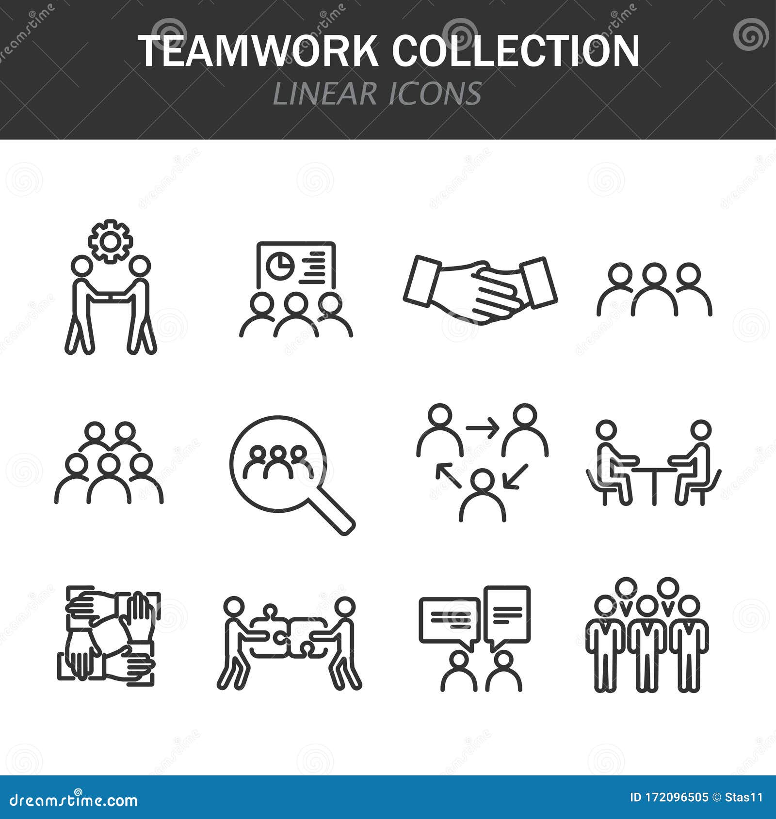 Teamwork Collection Of Cartoon Posters With Text Vector Illustration ... Teamwork Collection Of Cartoon Posters With Text Vector Illustration ...
