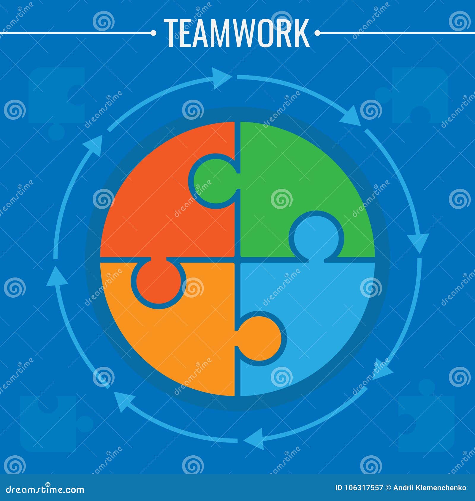 A Teamwork a Color Puzzle Circle. Vector Illustration. Stock Vector ...
