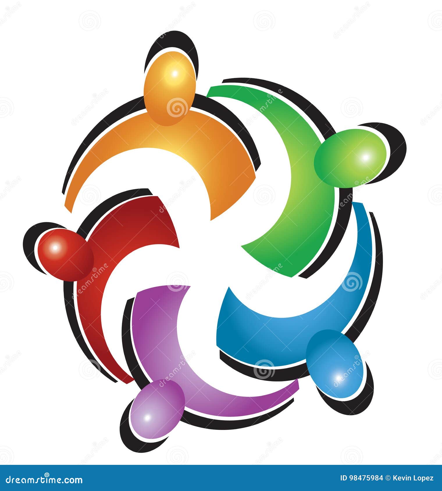 Teamwork Colorful People Working Together Logo Royalty-Free Stock Image ...