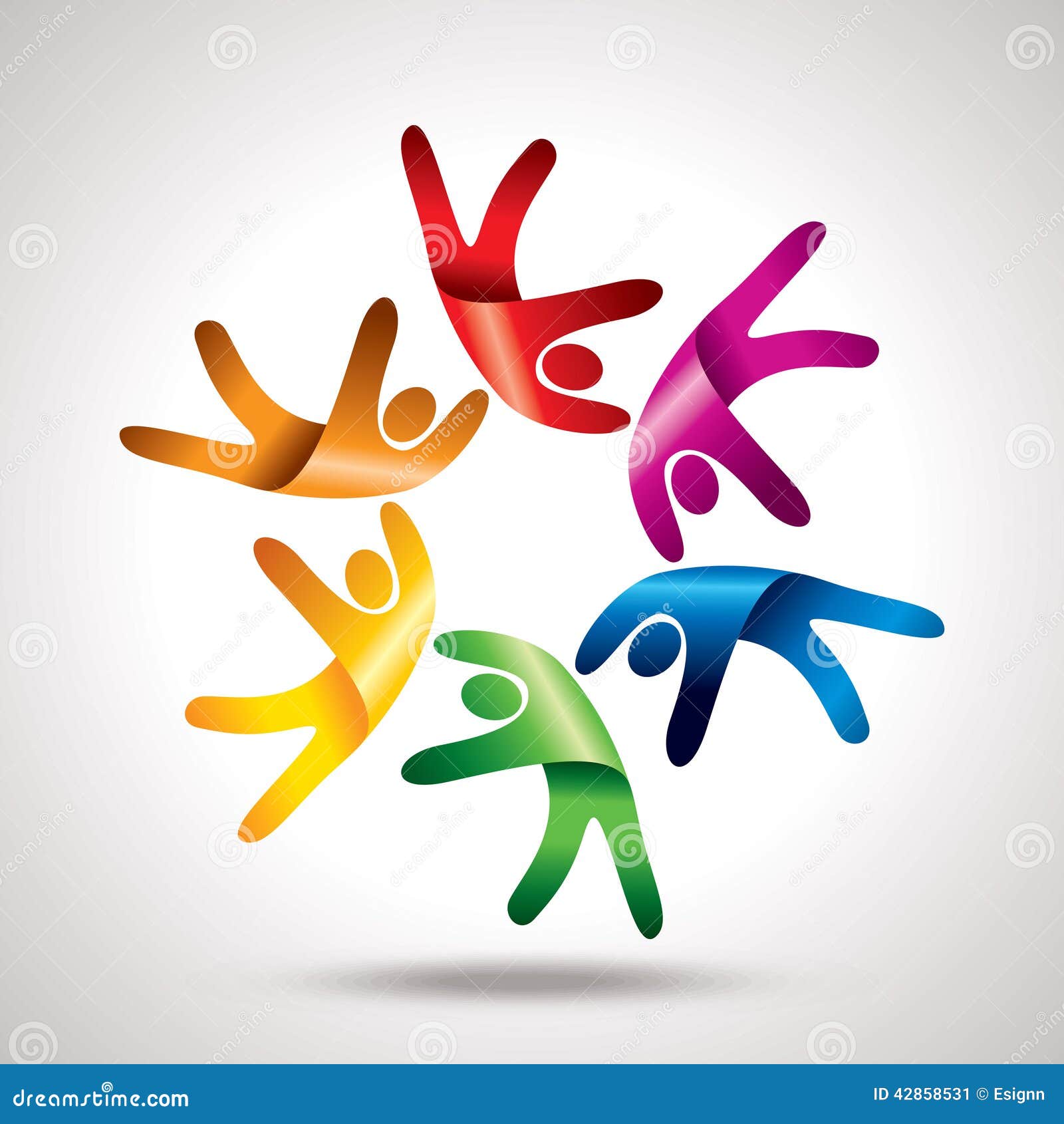 Teamwork with Colourful Circle Stock Vector - Illustration of chain ...