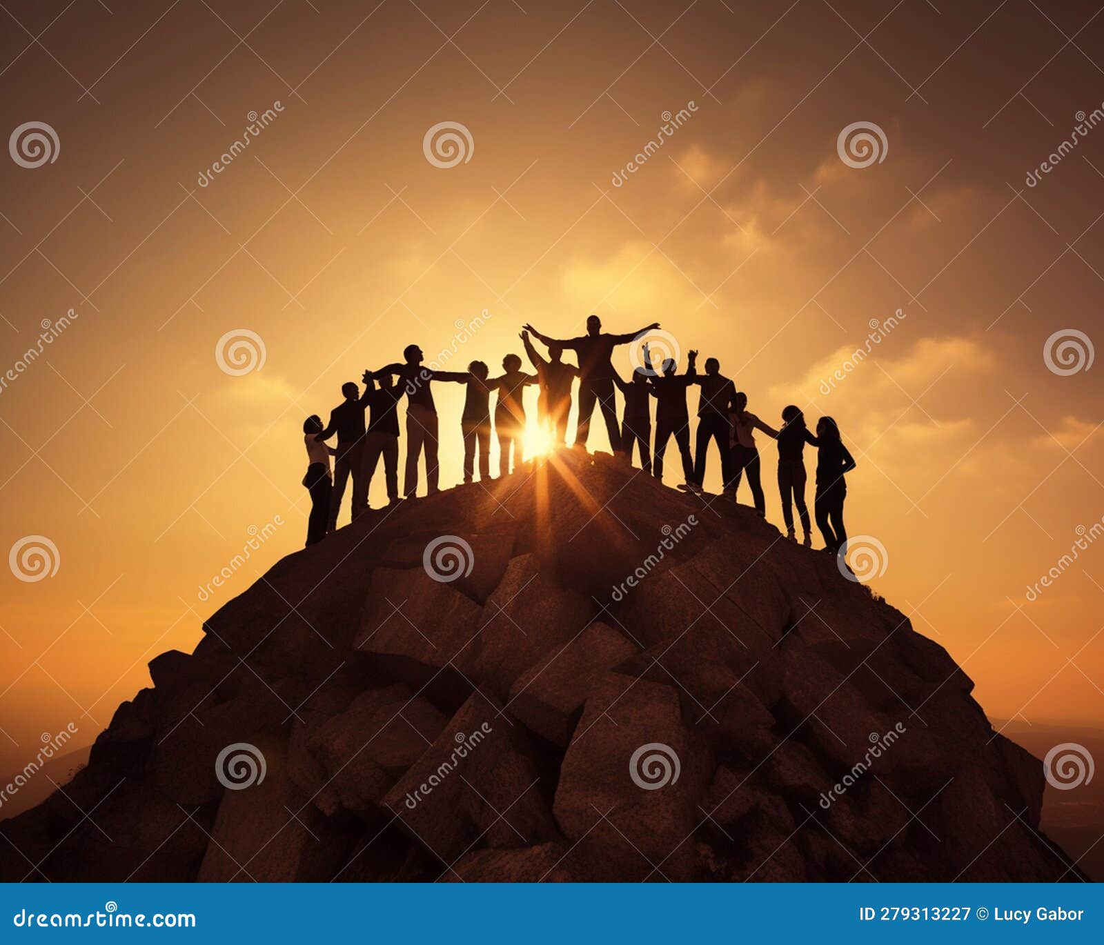 Teamwork in a Company. Cooperation and Success Stock Illustration ...
