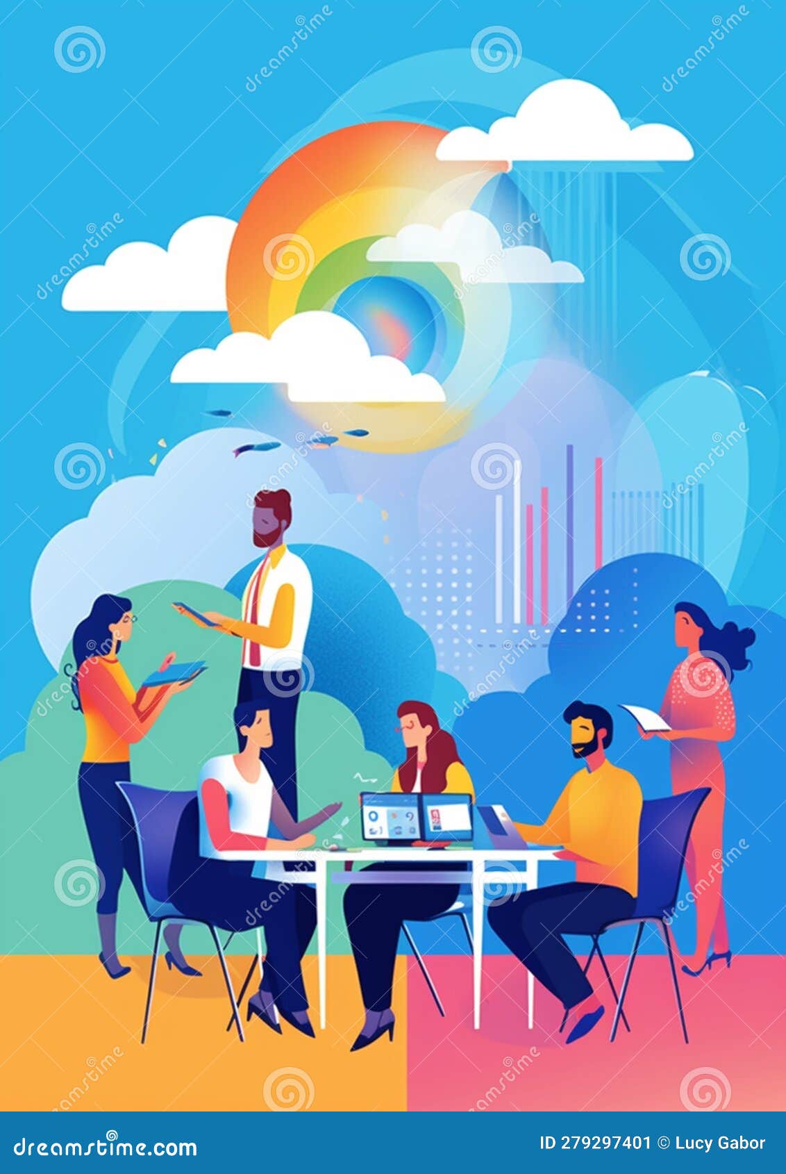 Teamwork in a Company. Discussion, Analization Data Charts, and ...