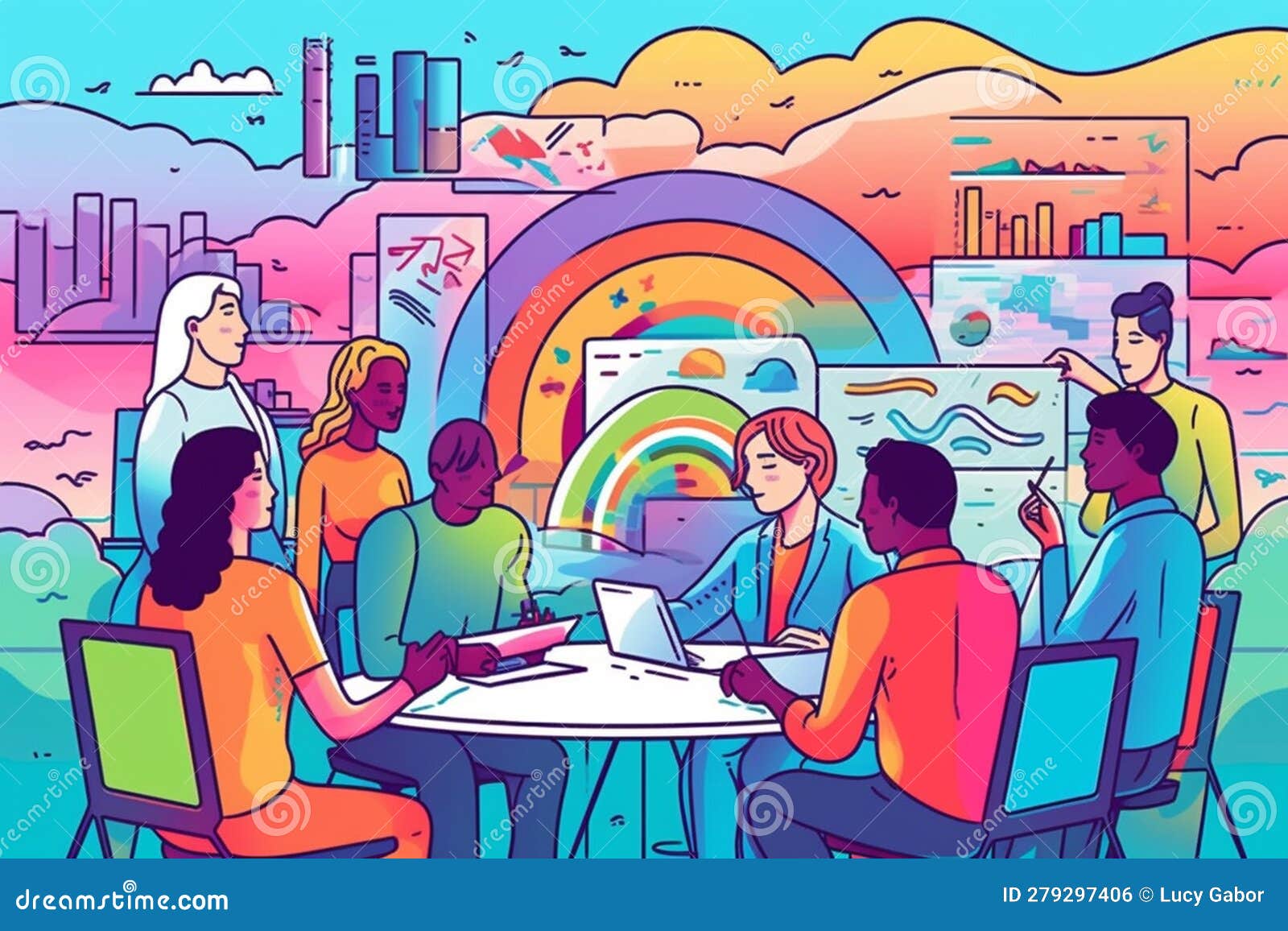 Teamwork in a Company. Discussion, Analization Data Charts, and ...