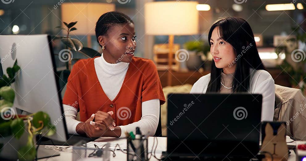 Teamwork, Computer and Discussion with Business People in Office for ...