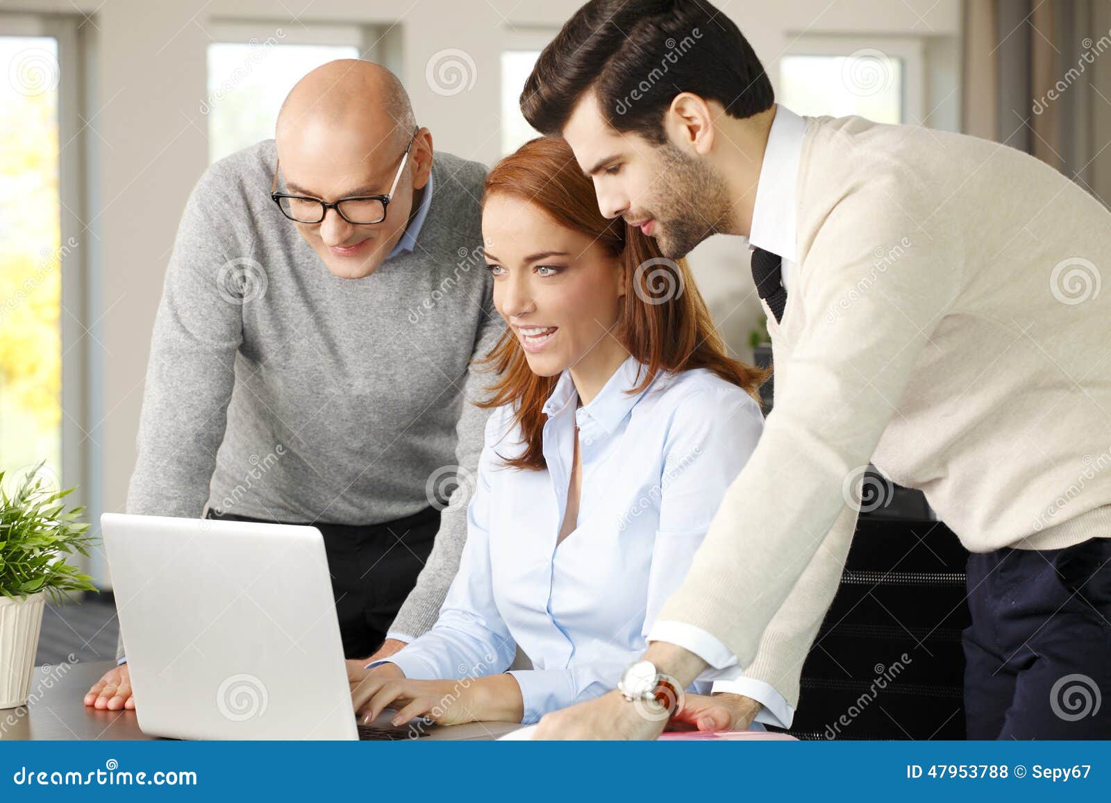 Teamwork with computer stock photo. Image of occupation - 47953788