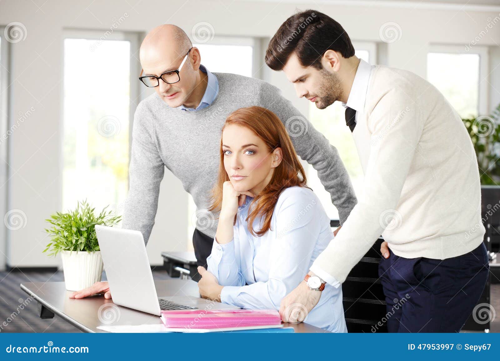 Teamwork with computer stock image. Image of professional - 47953997