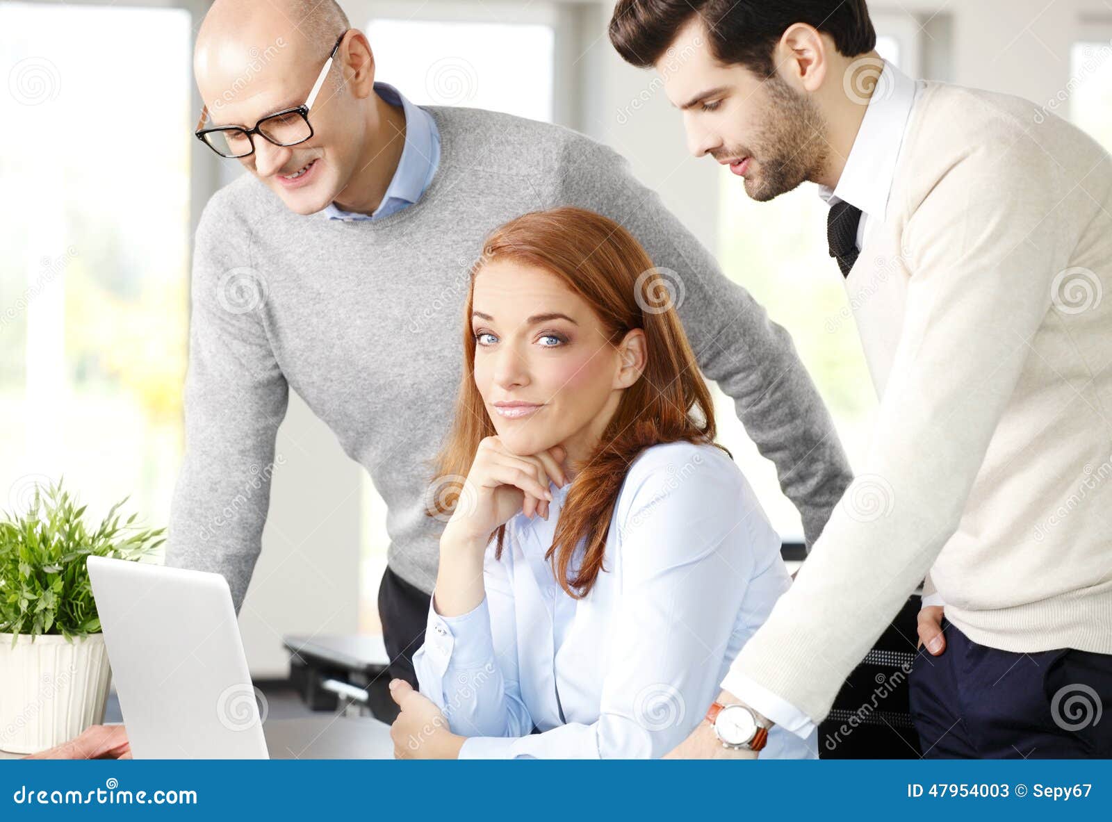 Teamwork With Computer Stock Photography | CartoonDealer.com #47953970