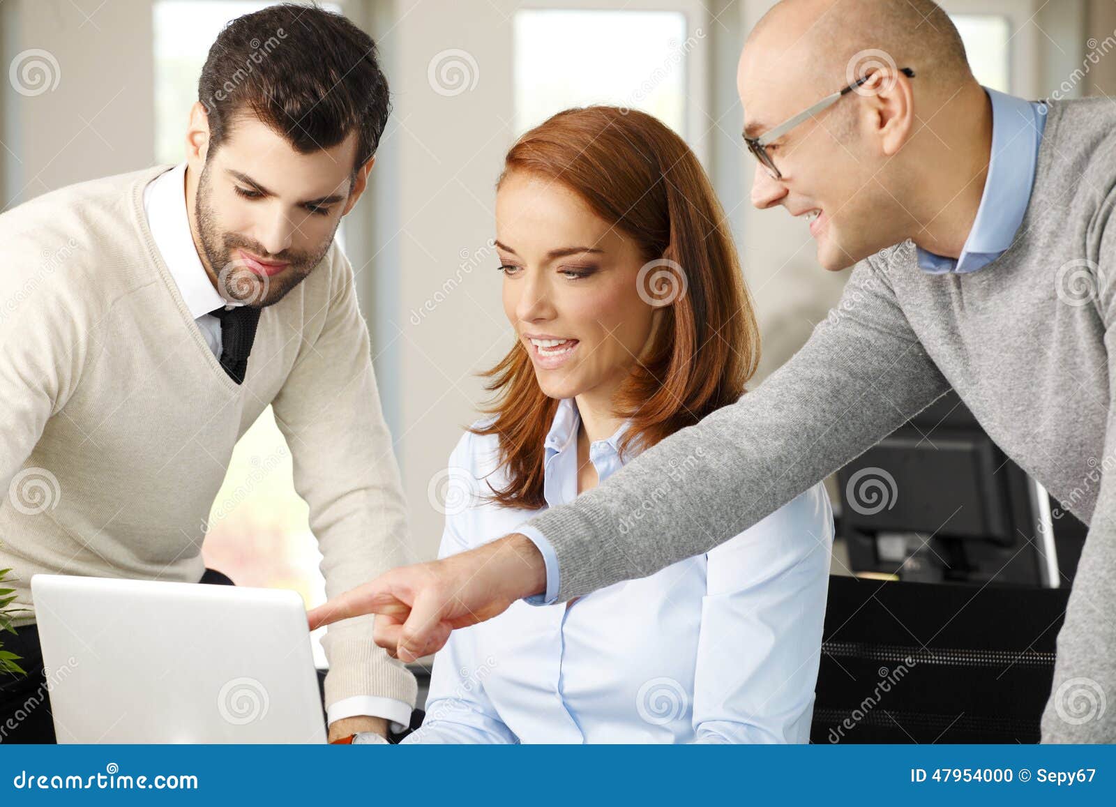 Teamwork with computer stock photo. Image of meeting - 47954000