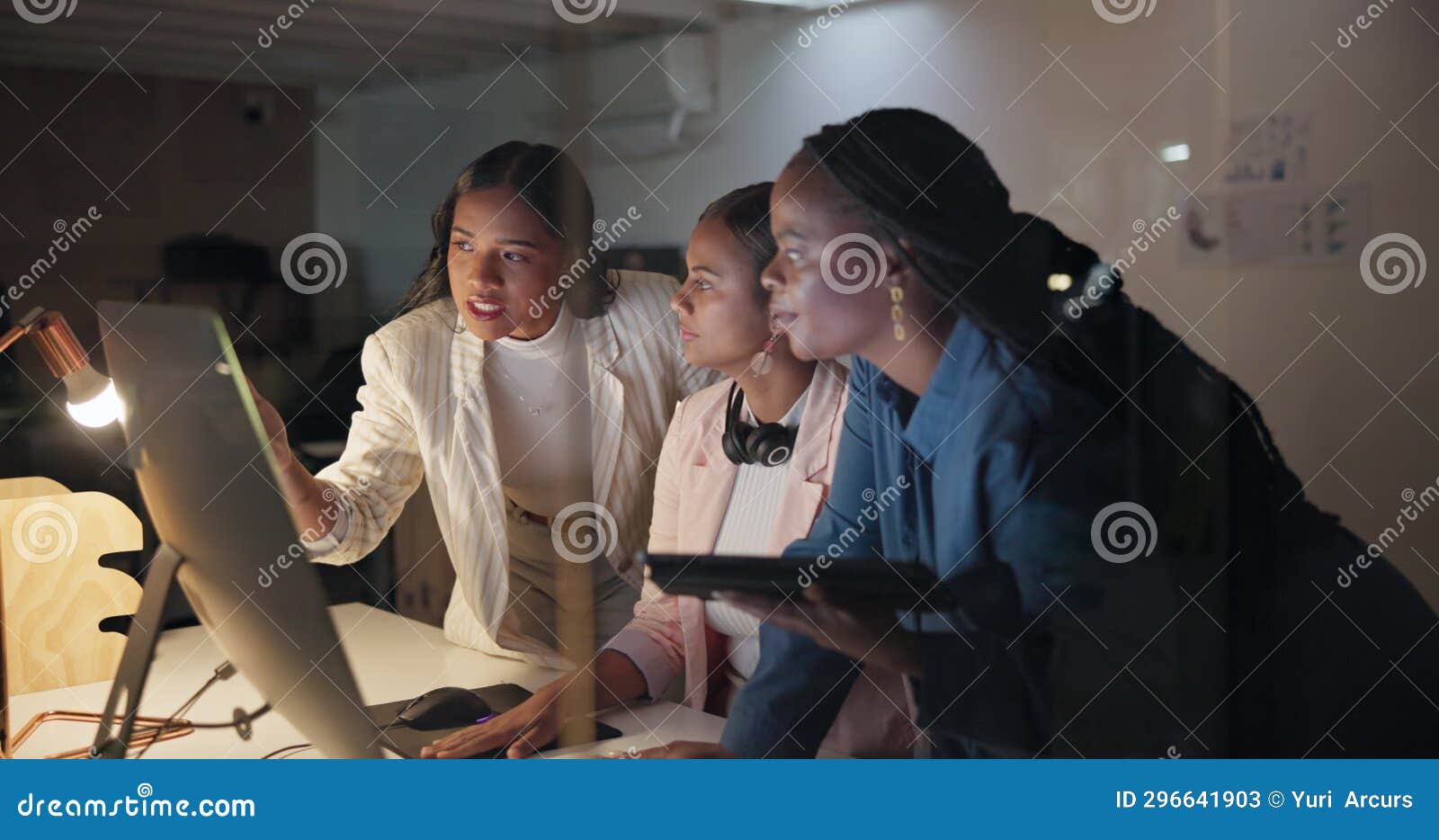 Teamwork, Computer and Strategy with Business People in Office for ...