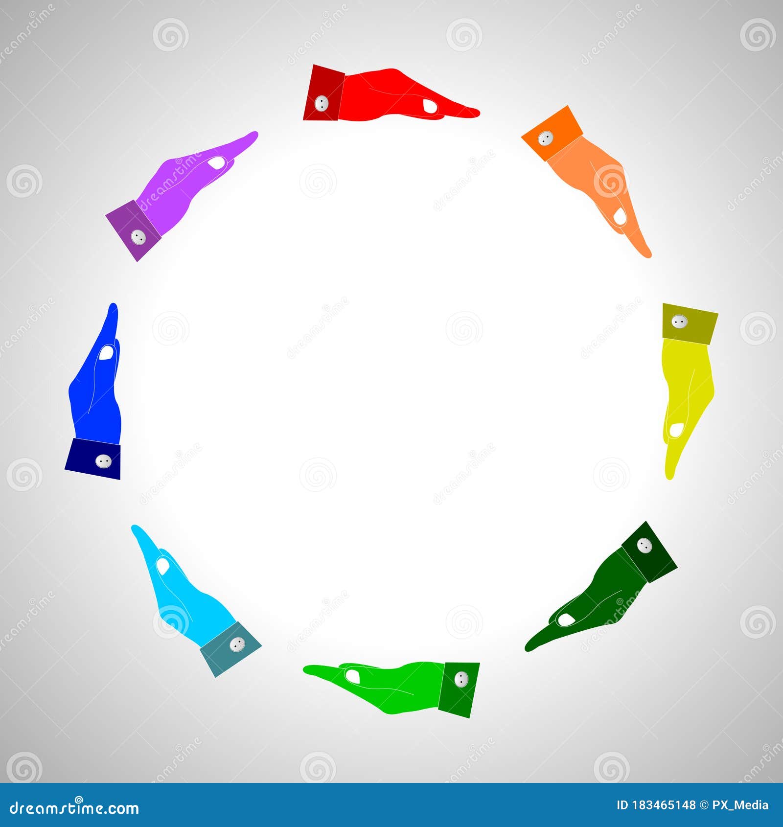 Teamwork Concept - Colorful Hands in Circle Stock Illustration ...