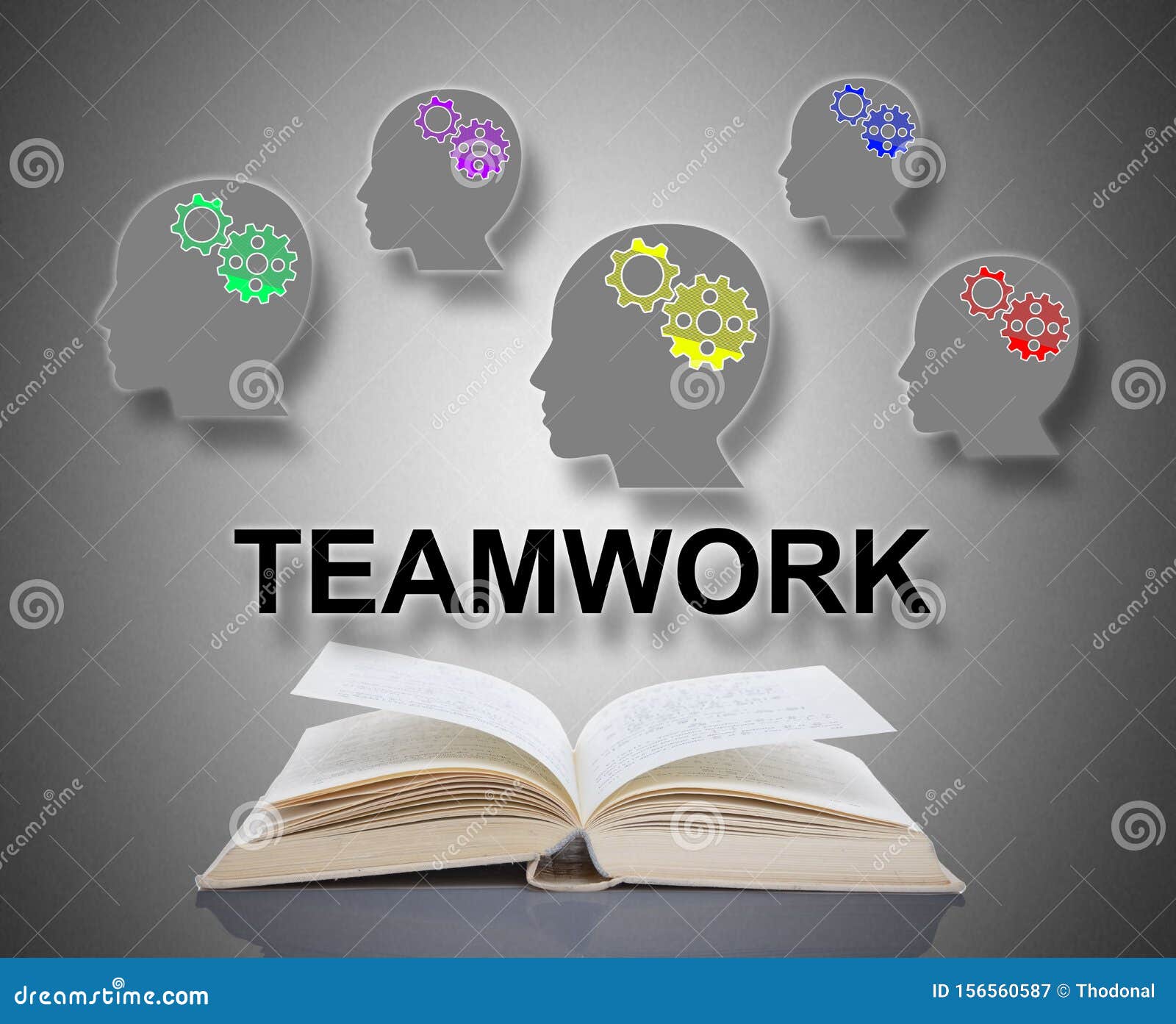 Teamwork Concept Above a Book Stock Image - Image of concept, cogwheel ...
