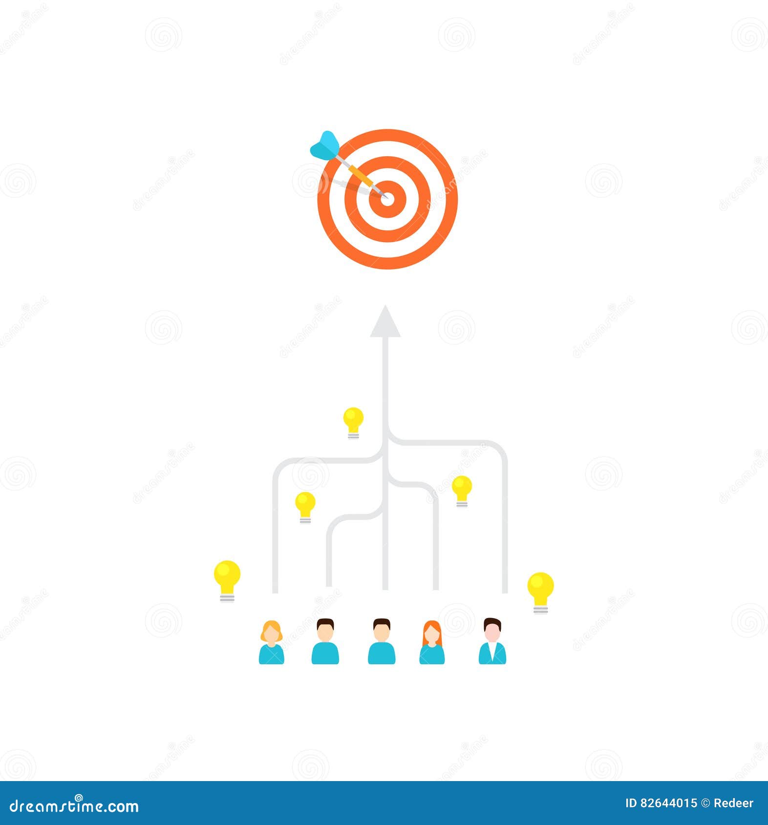 Teamwork Concept. Arrows from People Moving To One Goal - Flat ... Teamwork Concept. Arrows from People Moving To One Goal - Flat ...