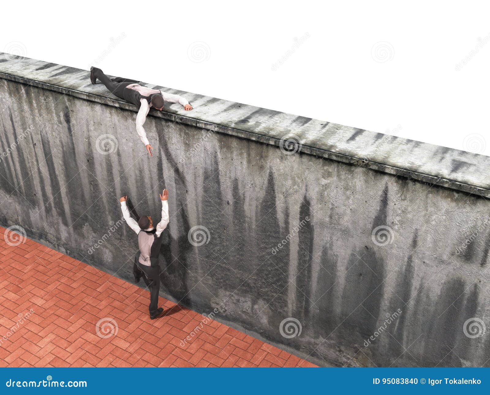 Teamwork Concept of Assistance a Man Helps Another Person To Climb a ...