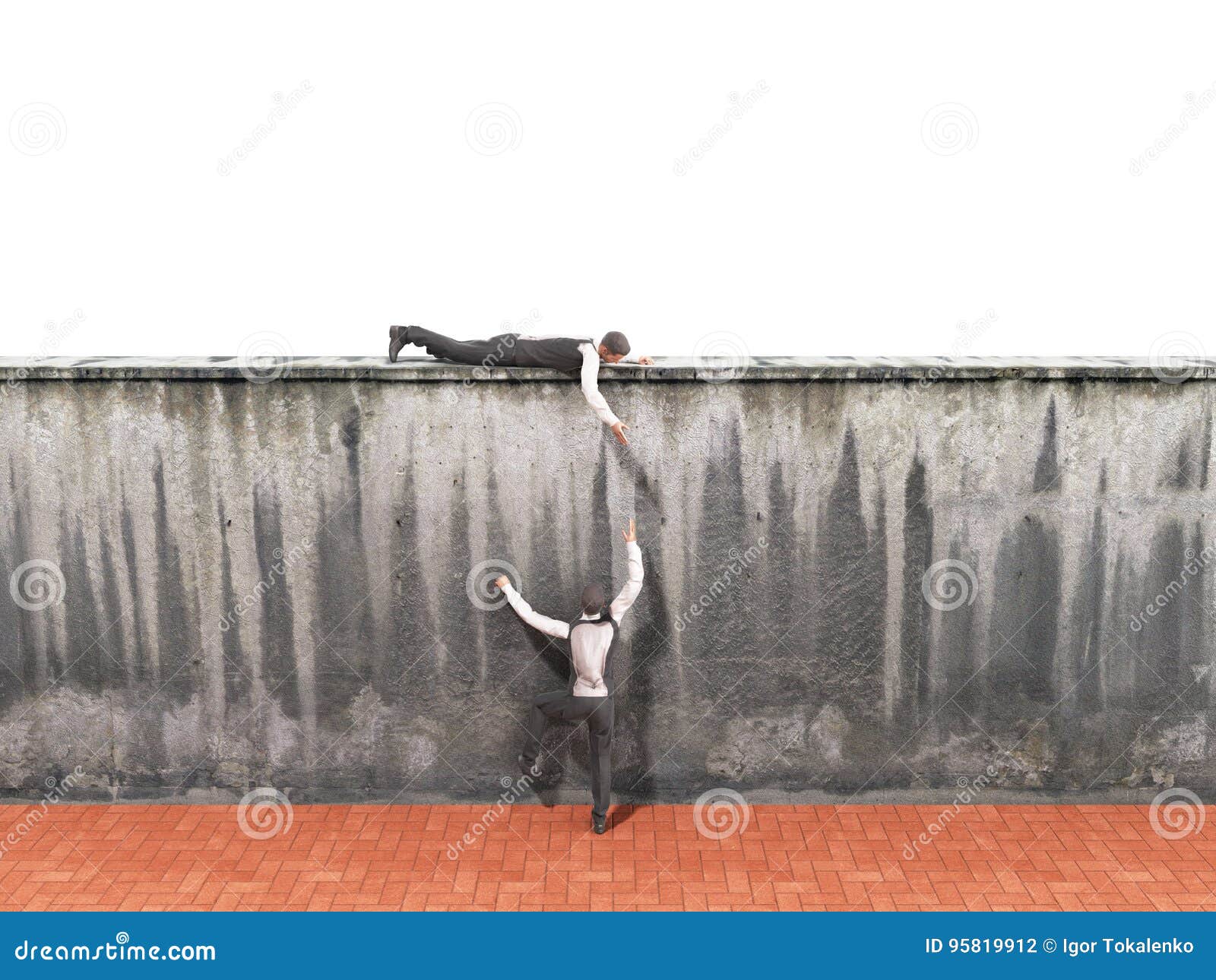 Teamwork Concept of Assistance a Man Helps Another Person To Climb a ...